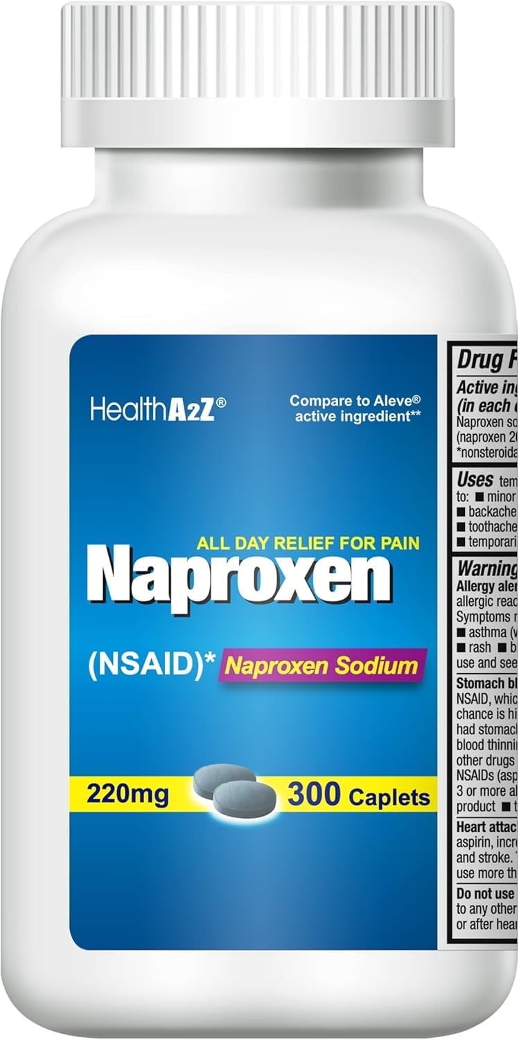 HealthA2Z® Naproxen Sodium 220mg(NSAID) | 300 Caplets | Fast Pain ...