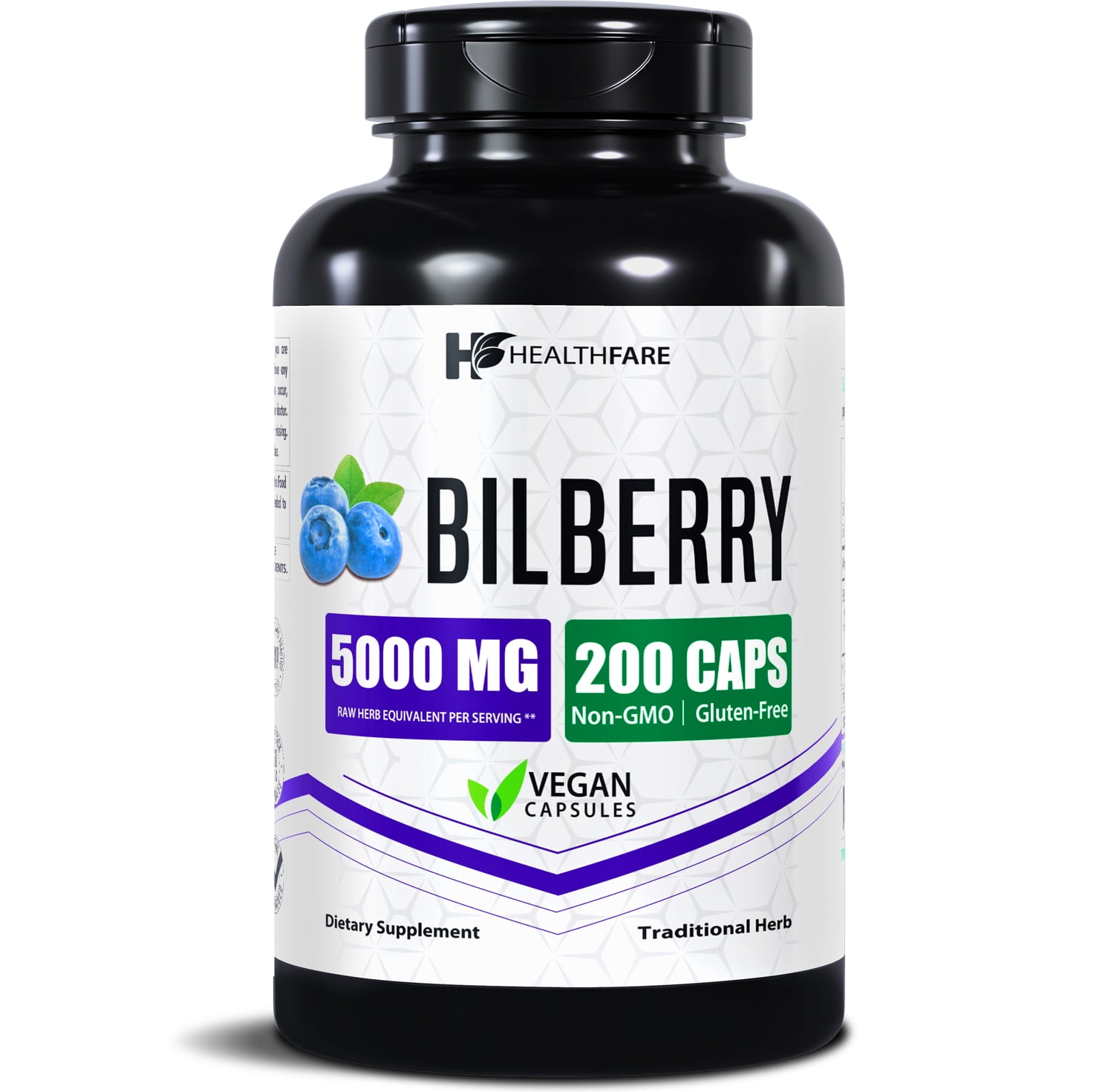 HealthFare Bilberry Supplement, 5000mg, 200 Capsules, Antioxidant ...