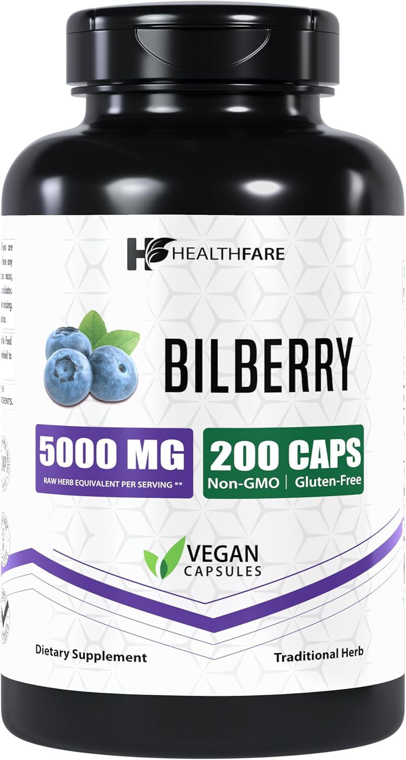 Ultra Strength 5000mg Bilberry Extract Capsules | 200 Count | Eye ...