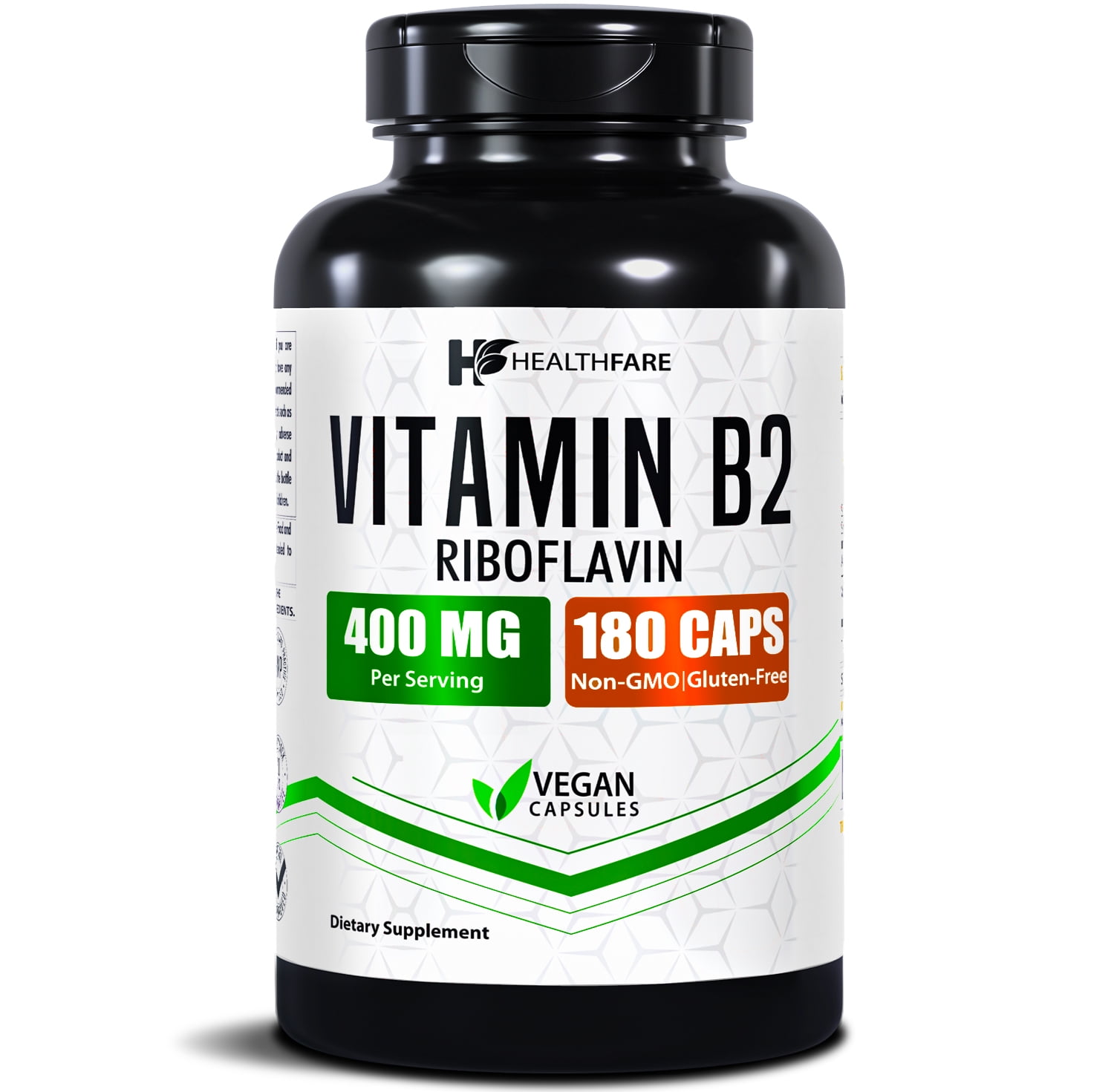 HealthFare Vitamin B2 Riboflavin 400mg, 180 Capsules, High-Potency ...