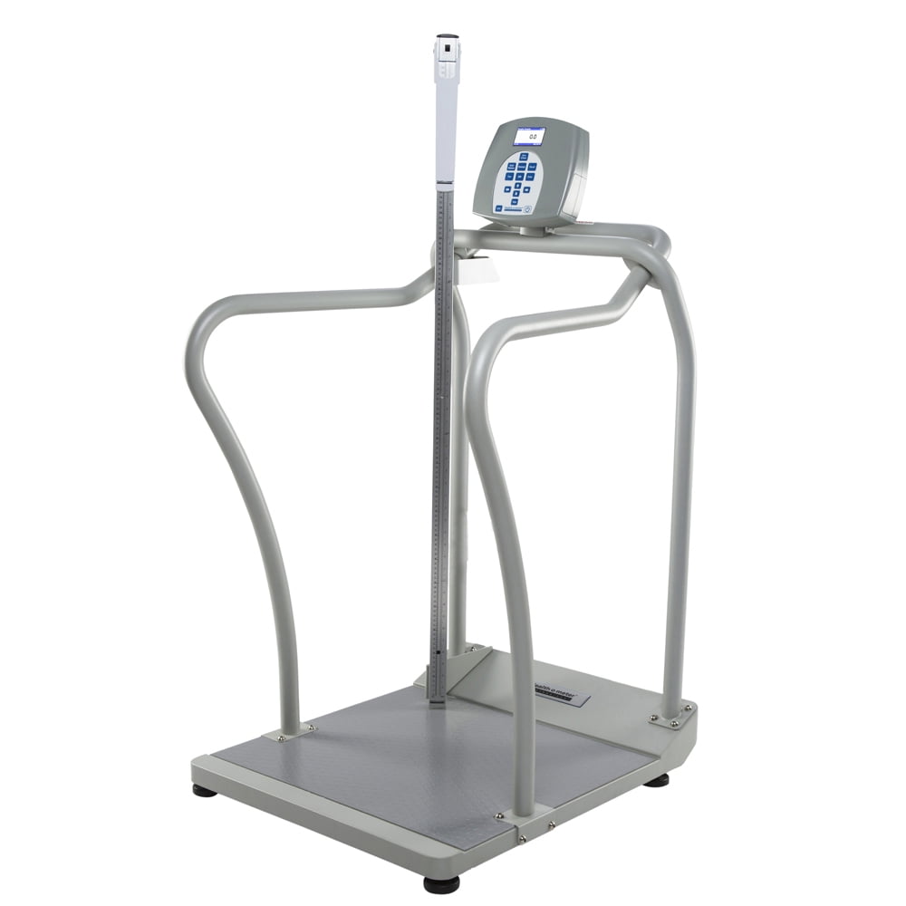 HealthOMeter 2101KLHR Digital Platform Scale w/ Handrails & Height Rod ...