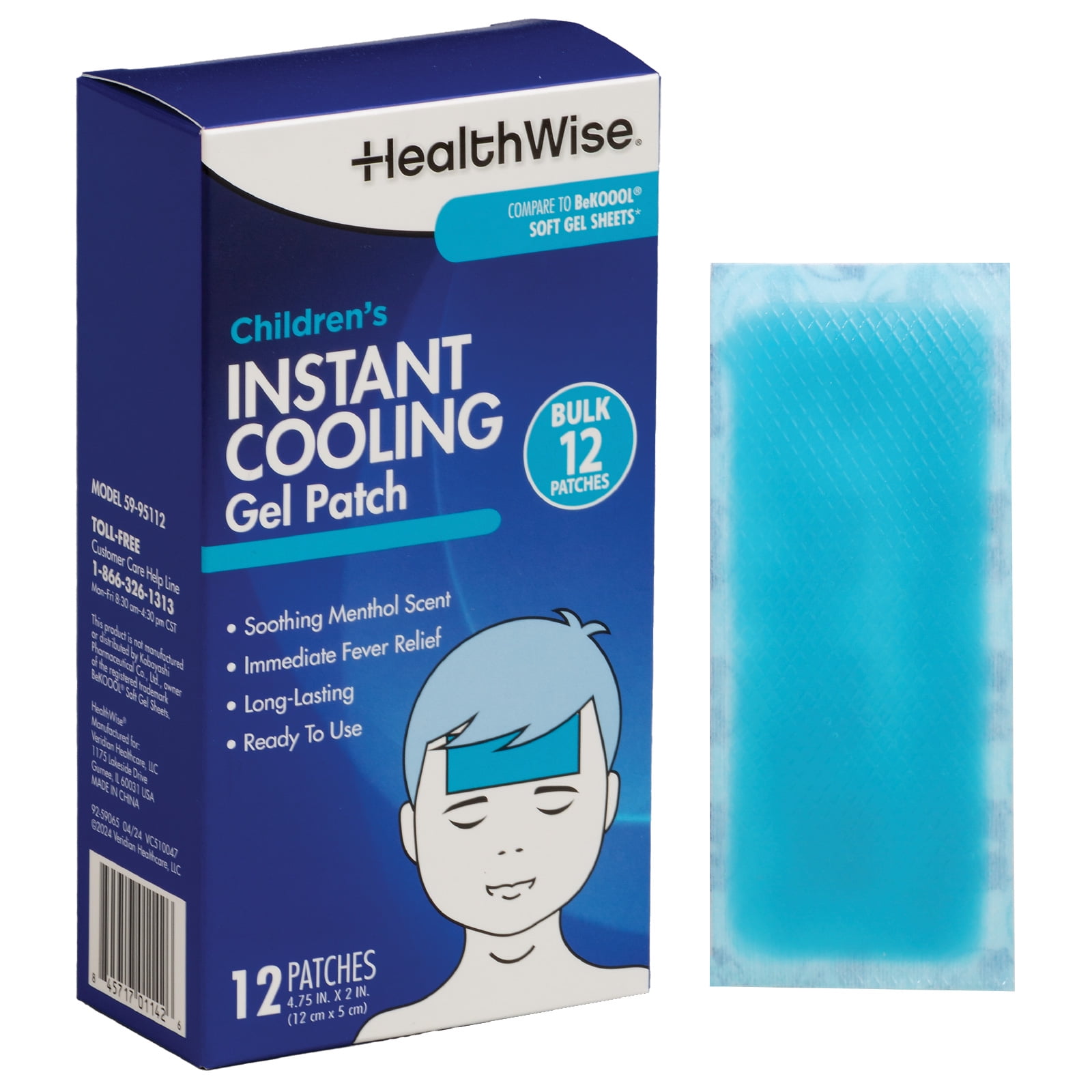 HealthWise Instant Cool Gel Patches | Children’s Forehead Sheets | 12 ...