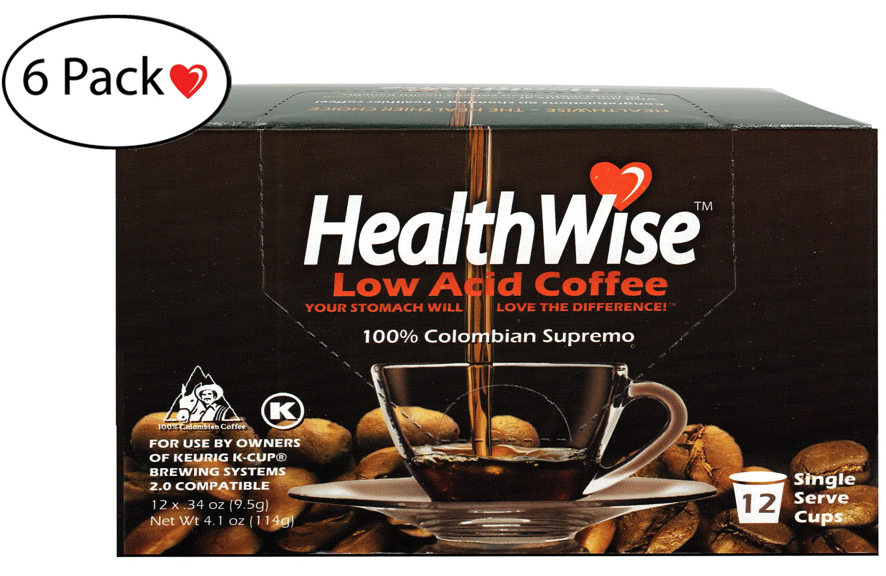 HealthWise Low Acid Coffee Pods, 100% Colombian Supremo, 72 Count K ...
