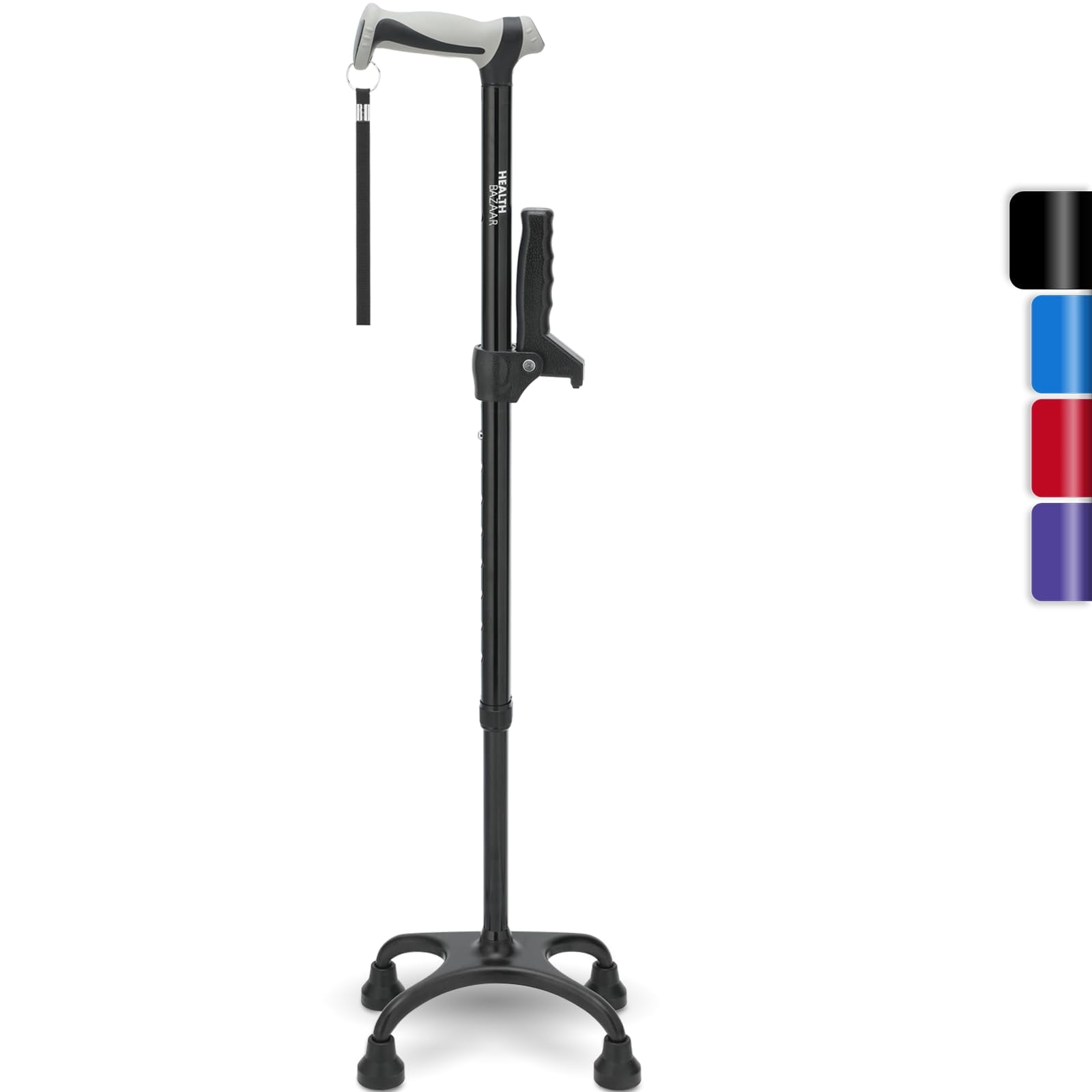 Healthbazaar Quad Cane with 4 Pronged Base for Extra Balance ...