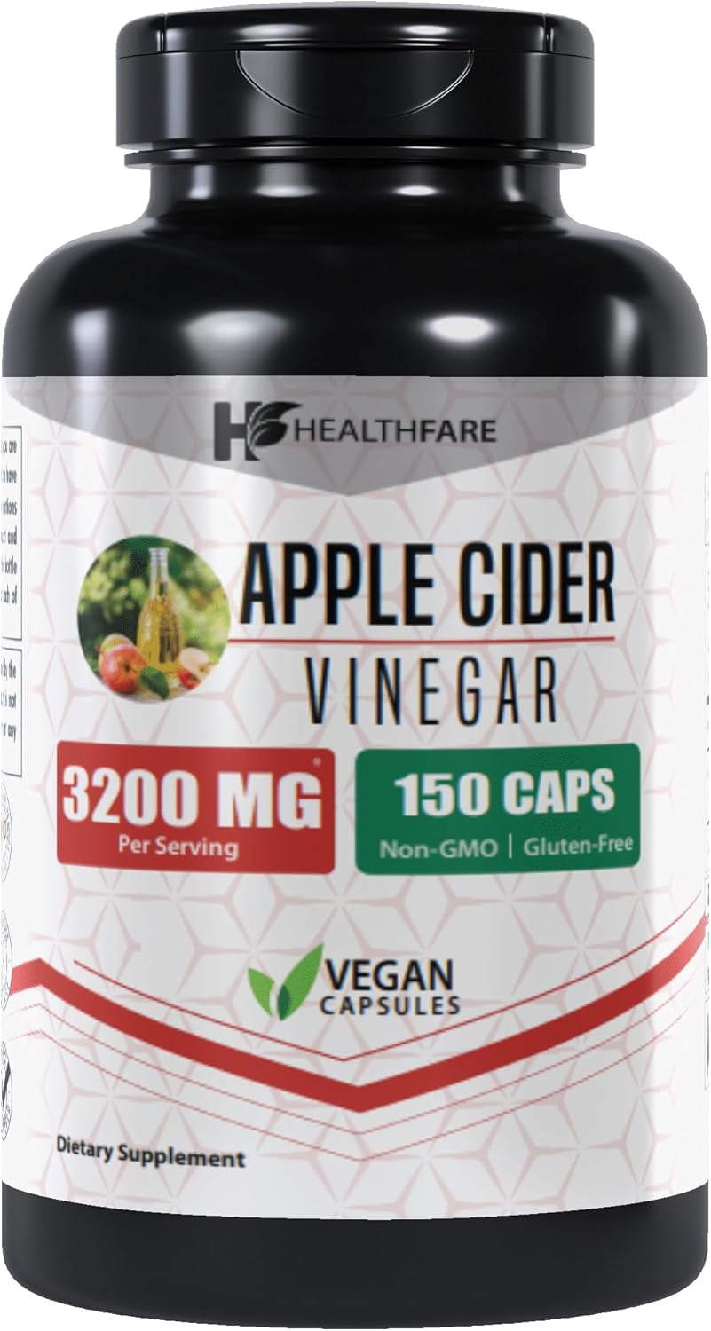 Healthfare Apple Cider Vinegar 3,200mg | Maximum Strength ACV ...