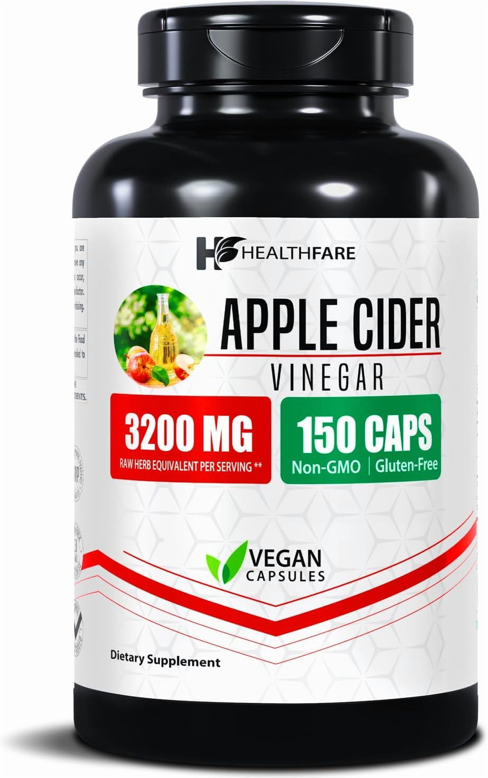 HealthFare Apple Cider Vinegar 3,200mg, Vegan Capsules, ACV Cleanse and ...