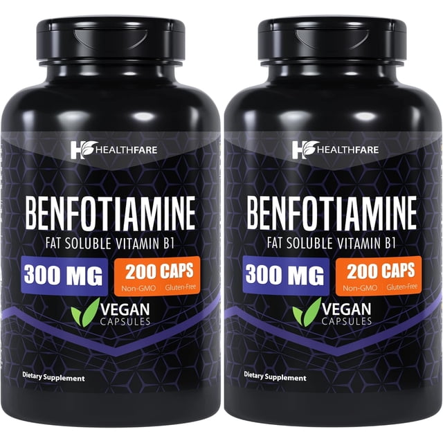 Healthfare Benfotiamine 300mg, 200 Capsules, Fat Soluble Vitamin B1 ...