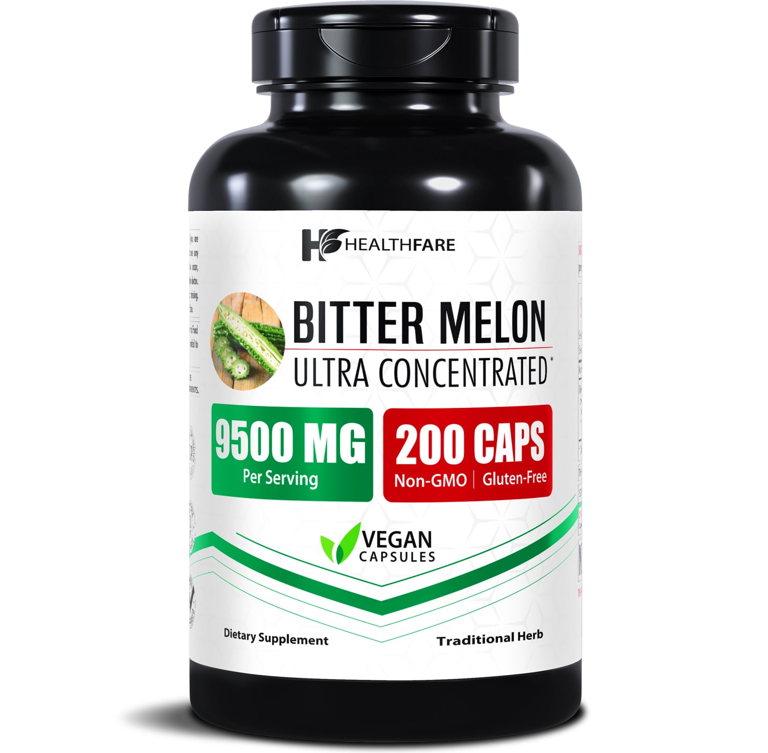 HealthFare Bitter Melon Extract 9500mg, 200 Capsules, Extra Strength ...