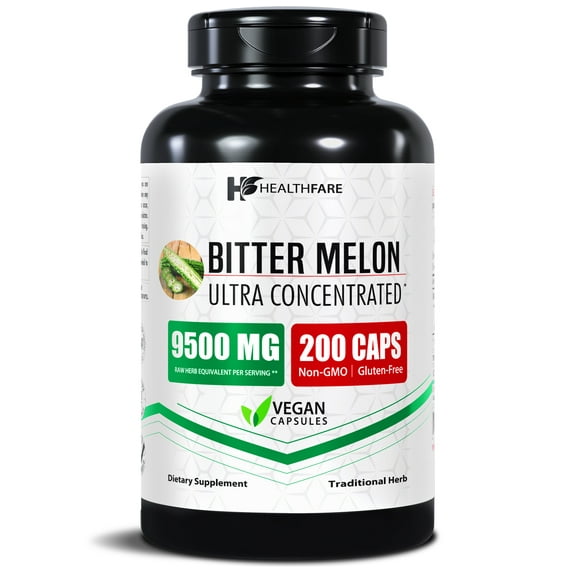 HealthFare Bitter Melon Extract 9500mg, 200 Capsules, Extra Strength ...