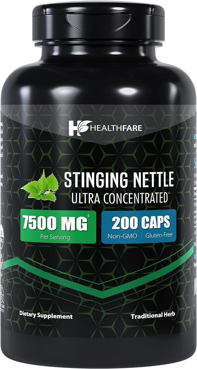 Healthfare Stinging Nettle Leaf Extract 7500mg | 200 Caps | Non-GMO ...