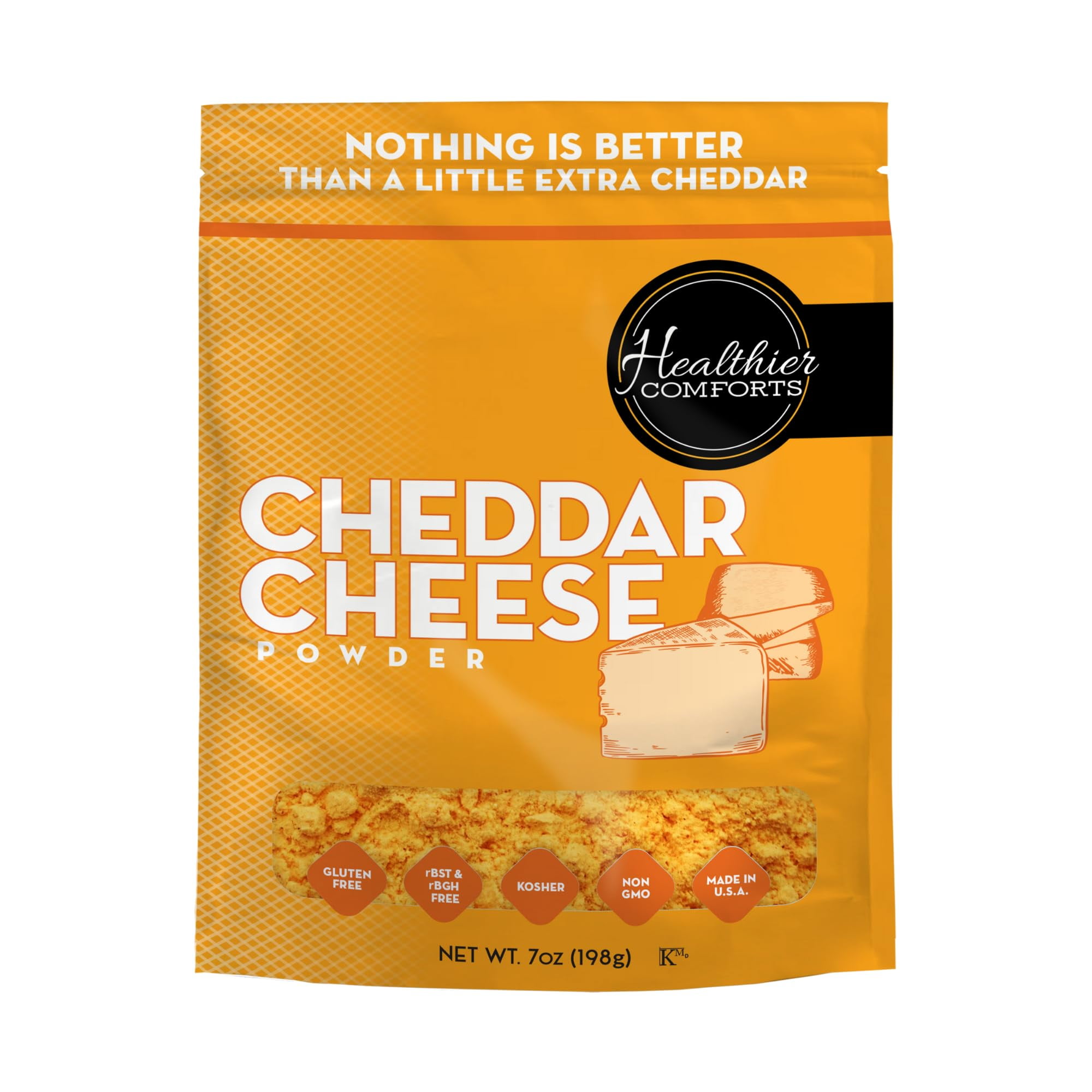 Healthier Comforts Cheddar Cheese IEF31 Powder (7 oz) | Tested Gluten ...