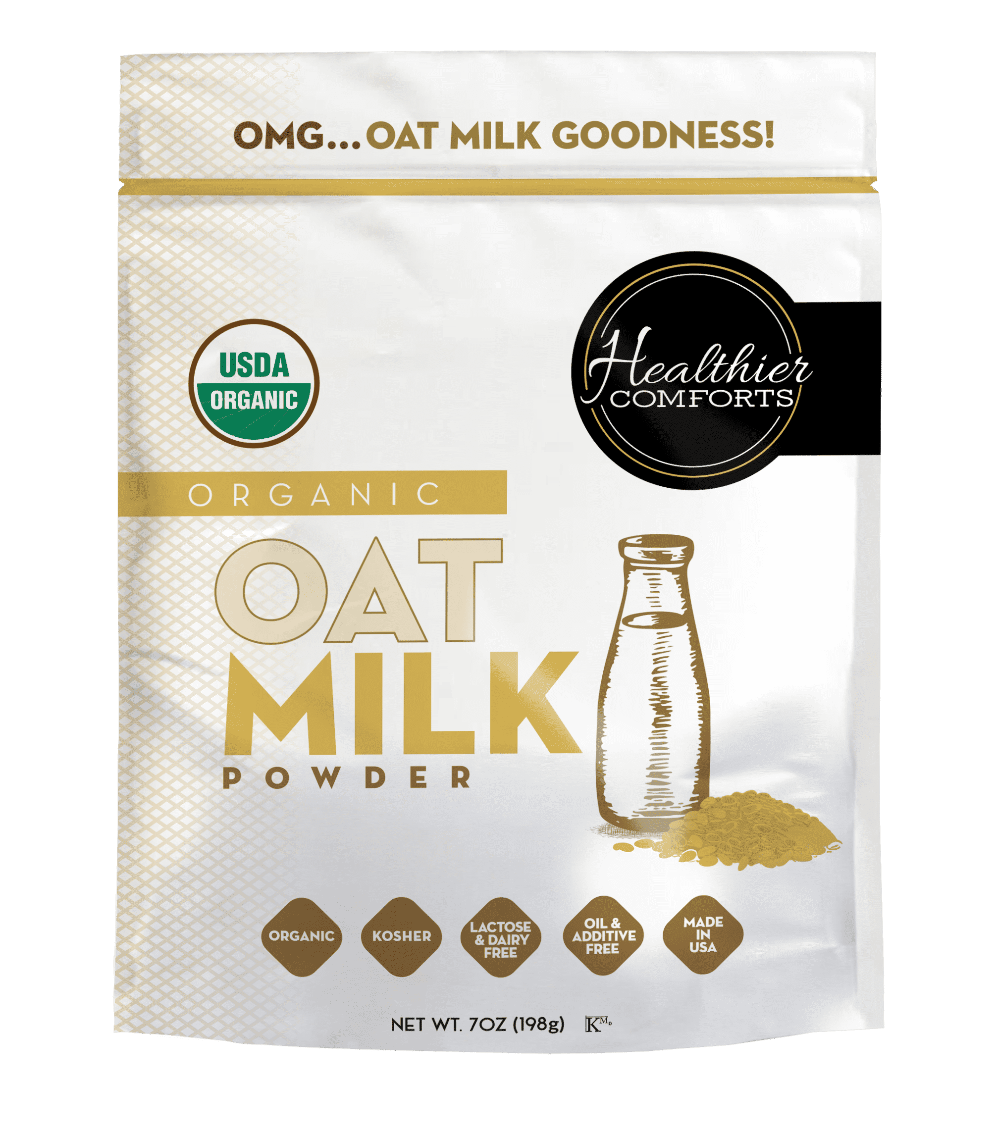 Healthier Comforts Oat Milk Powder, 7oz, Vegan, Dairy-Free, Shelf ...