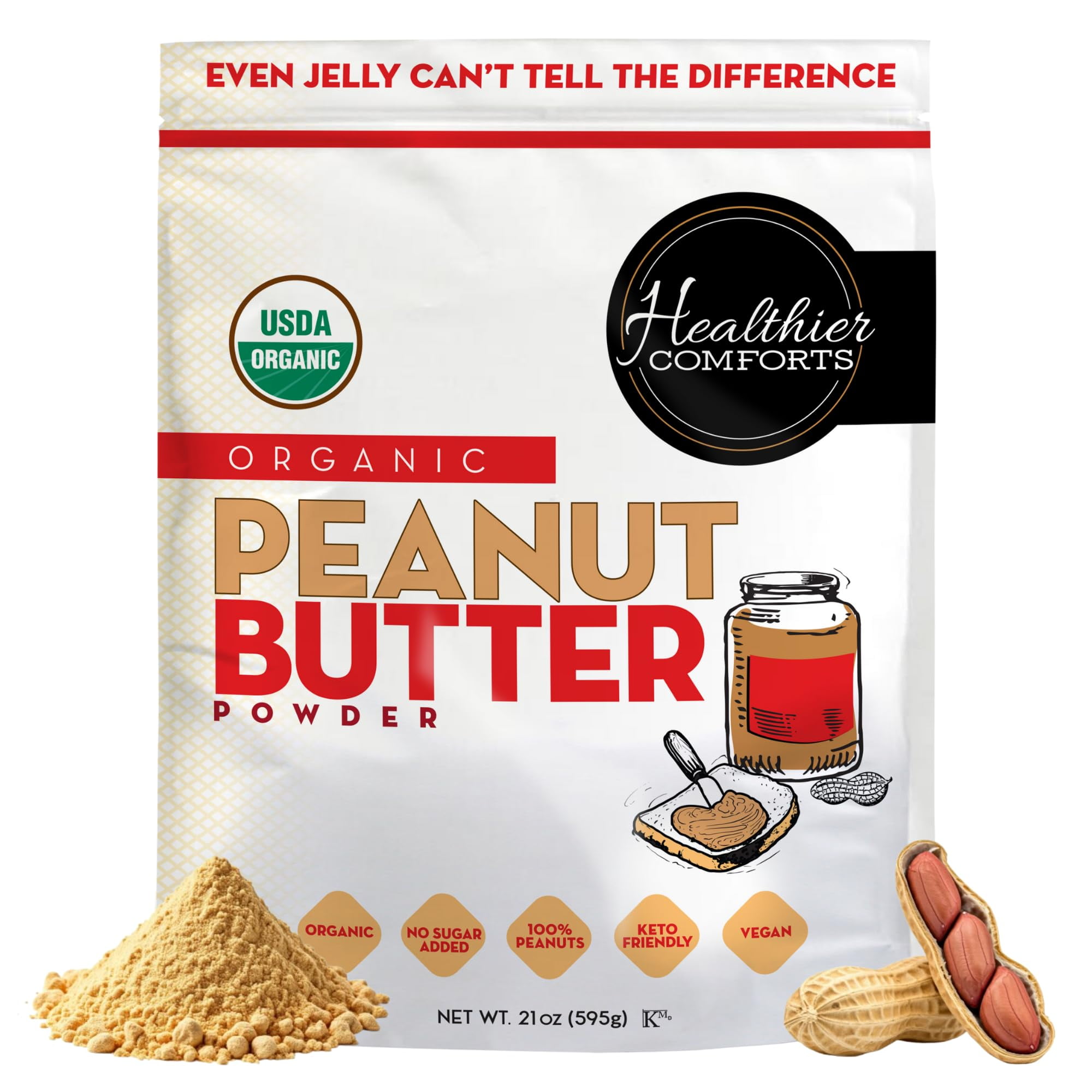 Healthier Comforts Organic Peanut Butter Powder COC1| USA Gluten Free ...