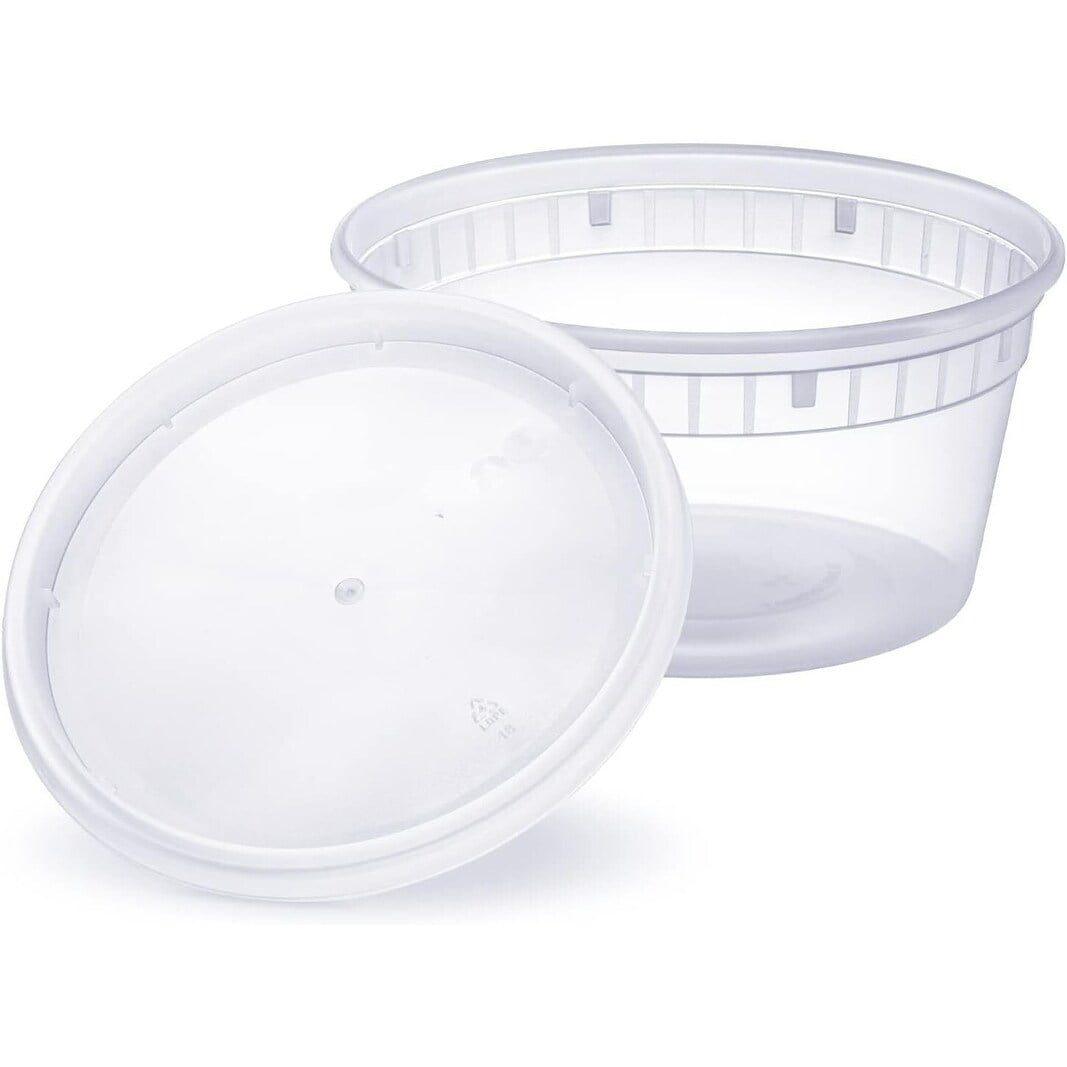8 oz Round Deli Food Containers with Clear Lids 5 pieces with 5 lids ...