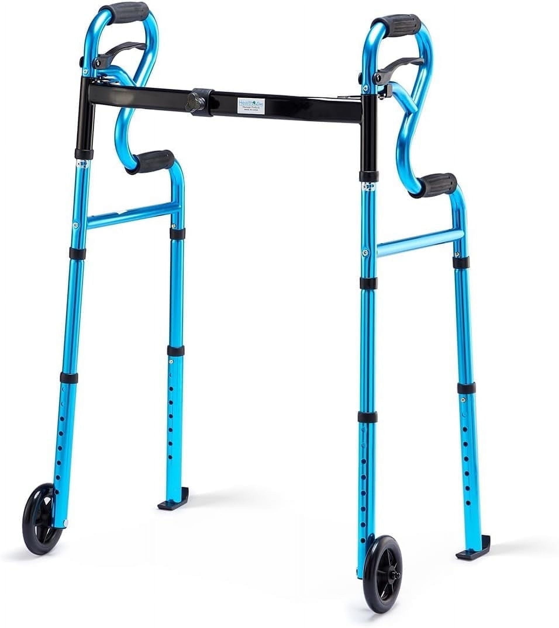 Healthline 3 in 1 Folding Walker with 5" Front Wheels, Lightweight ...