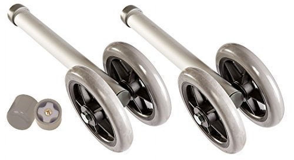 Medline 3" Wheels For Walkers, Rubber Fixed, 8 Holes - Walmart.com