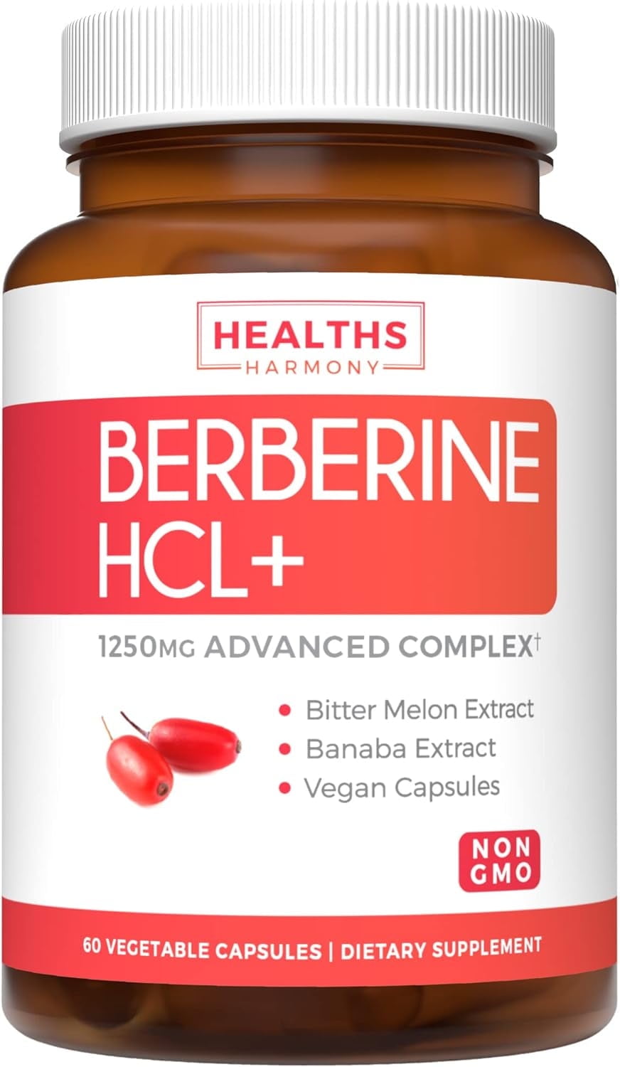Healths Harmony Berberine Supplement, 1000mg HCL, Bitter Melon, Banaba ...