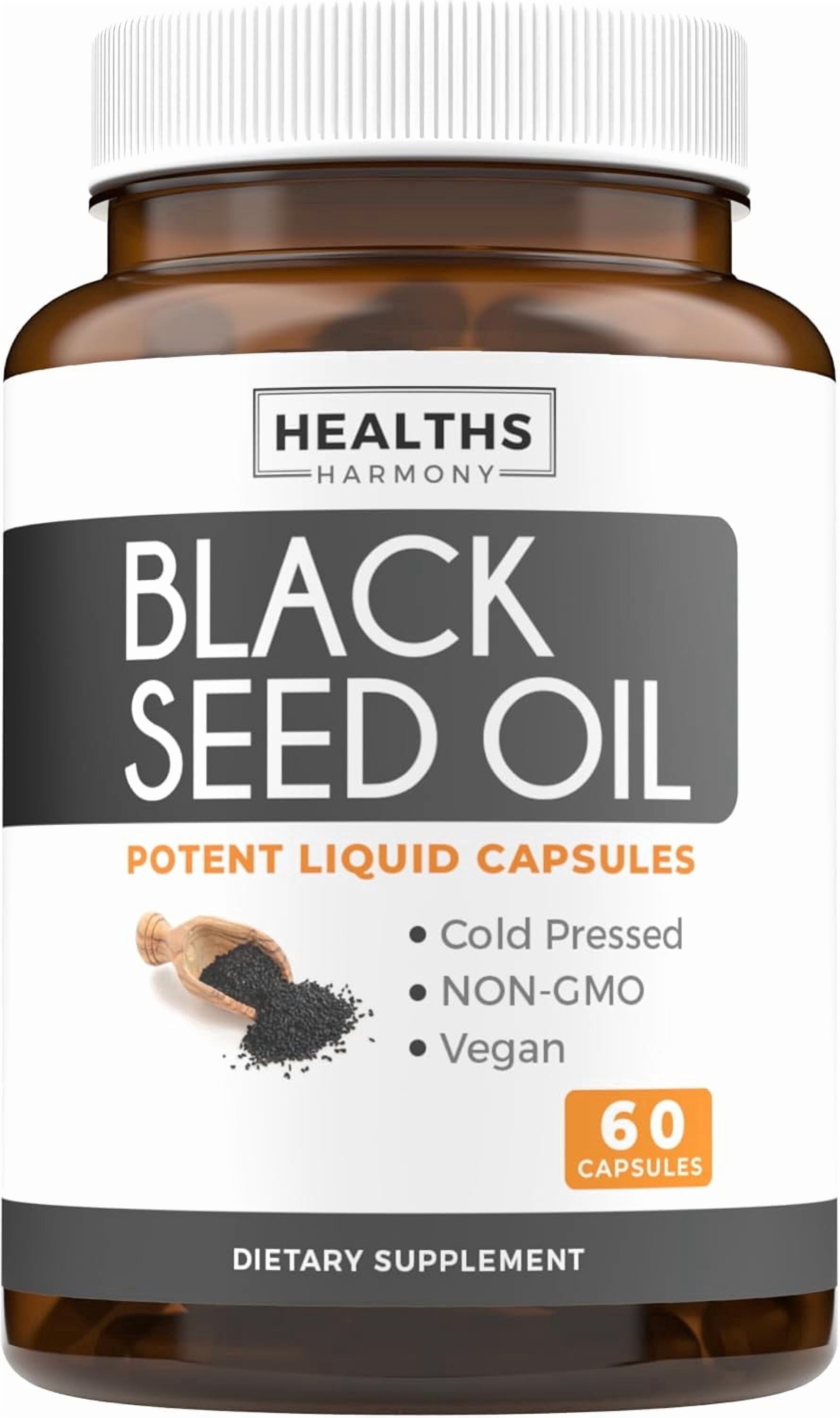 Healths Harmony Black Seed Oil Capsules, 1000 mg Cold Pressed Black ...