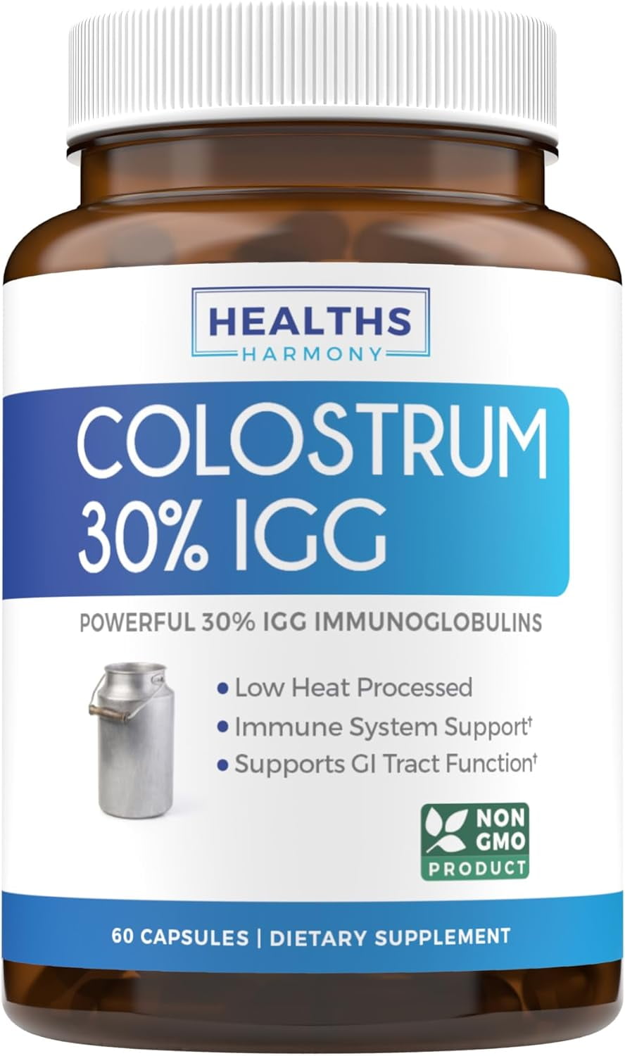 Healths Harmony Non-GMO Bovine Colostrum 1000mg - 30% IgG for Immune ...