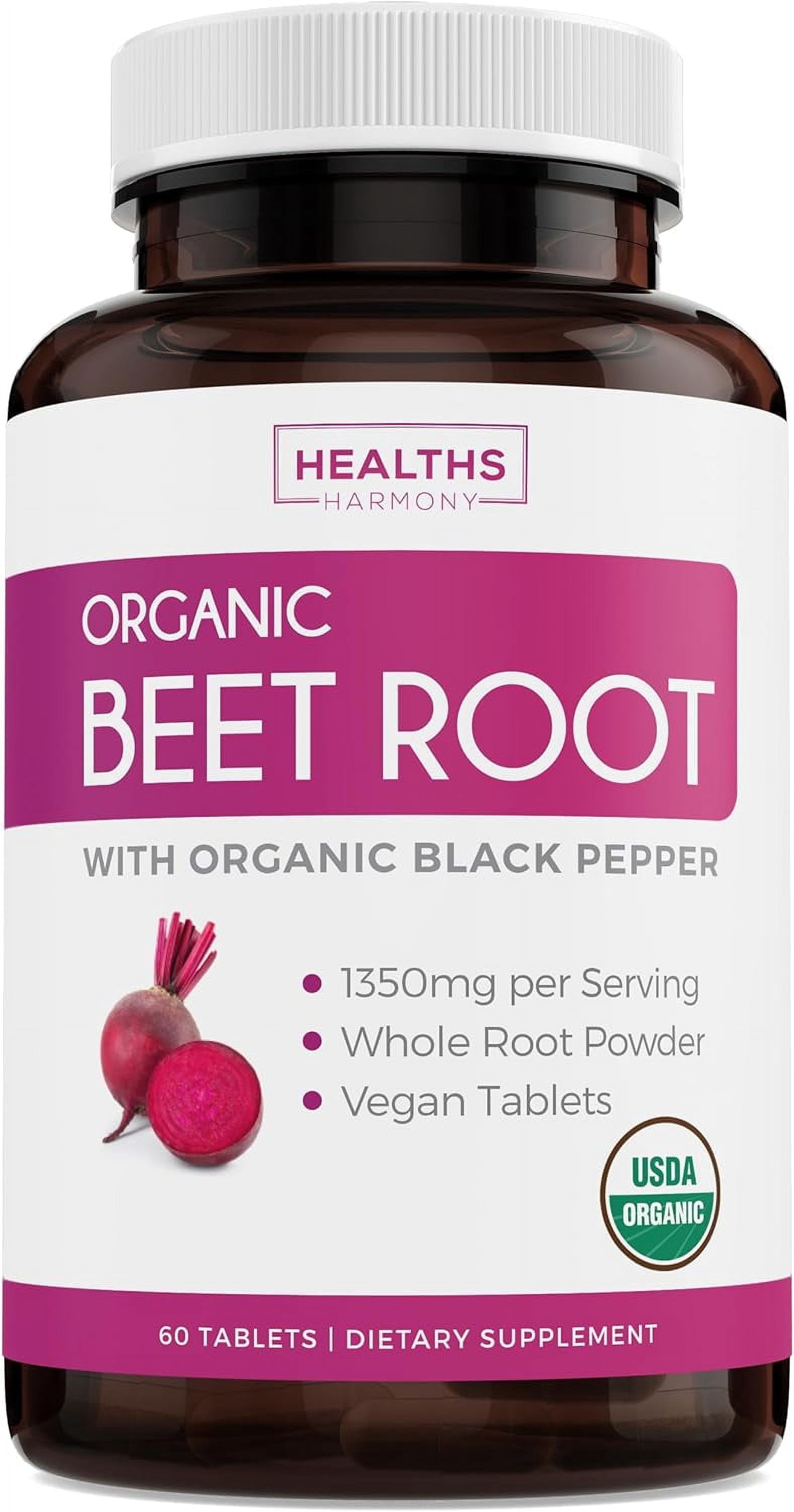 Healths Harmony Organic Beet Root Powder with Black Pepper, 1350mg ...