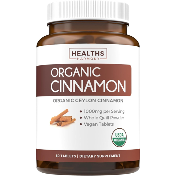 Healths Harmony 1000mg Organic Ceylon Cinnamon Supplement, Vegan ...