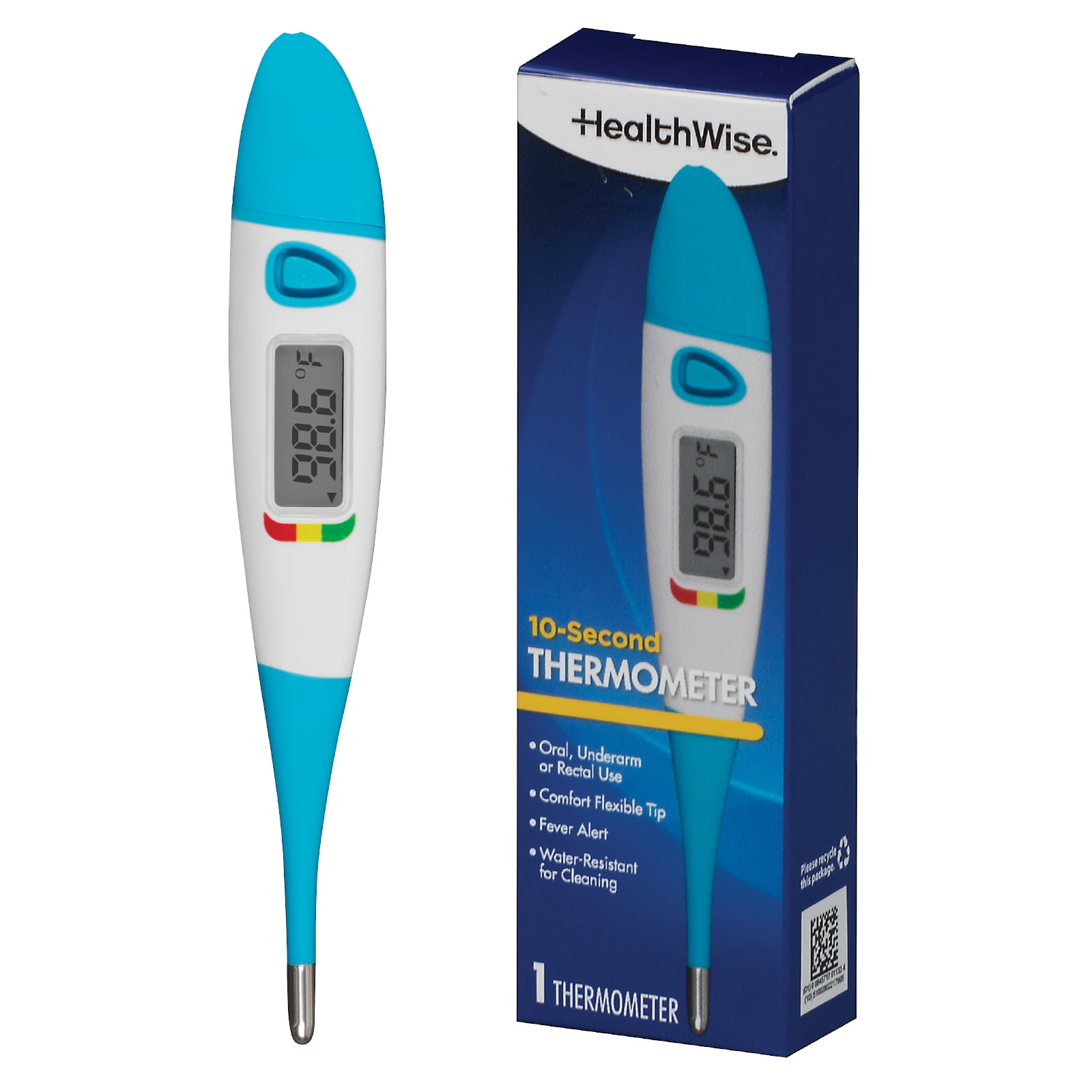 HealthWise Digital Thermometer 10 Second Readout Feverline Indicator ...
