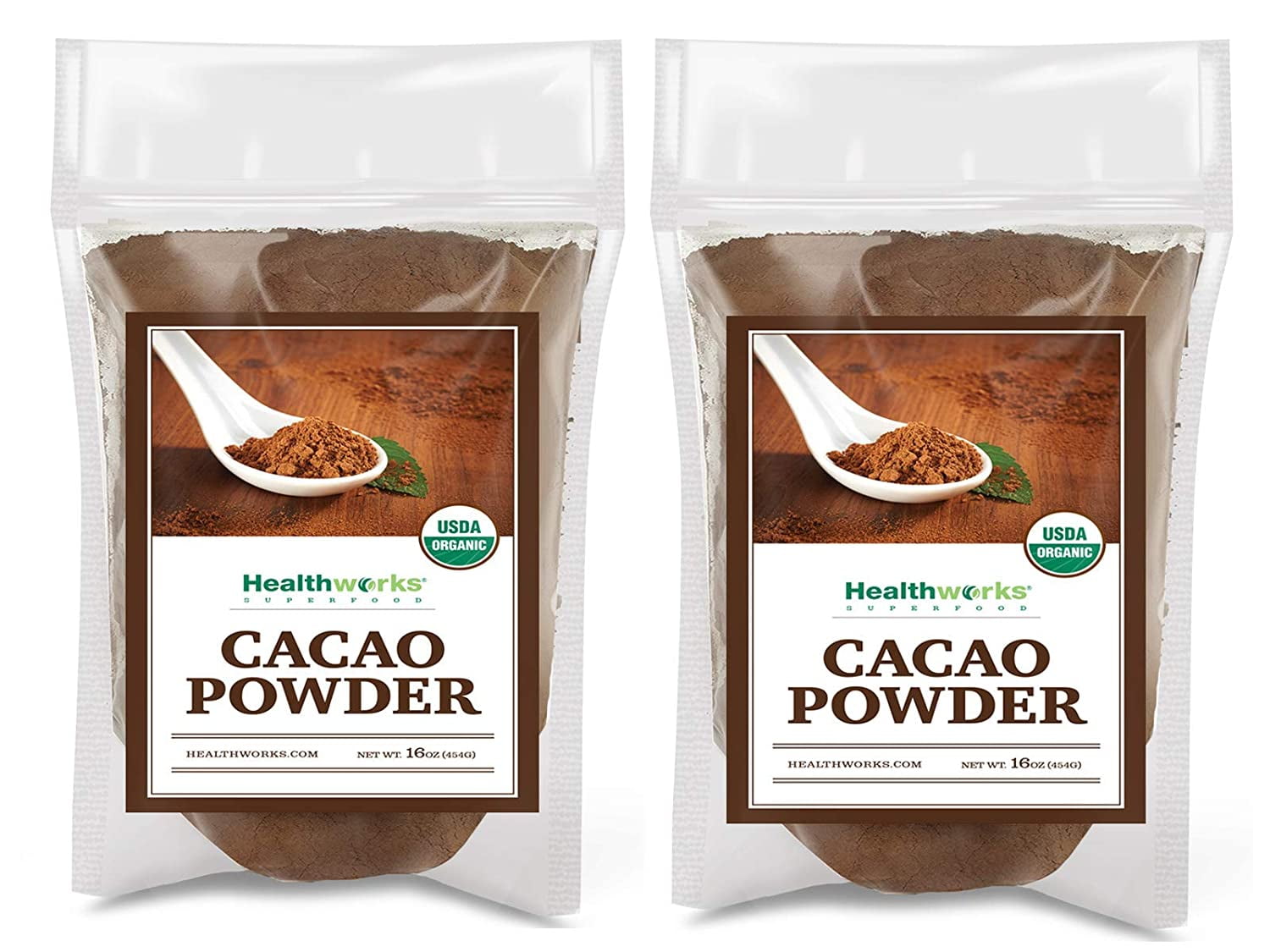 Healthworks Raw Certified Organic Cacao Powder 2 lb (2 1lb Packs ...