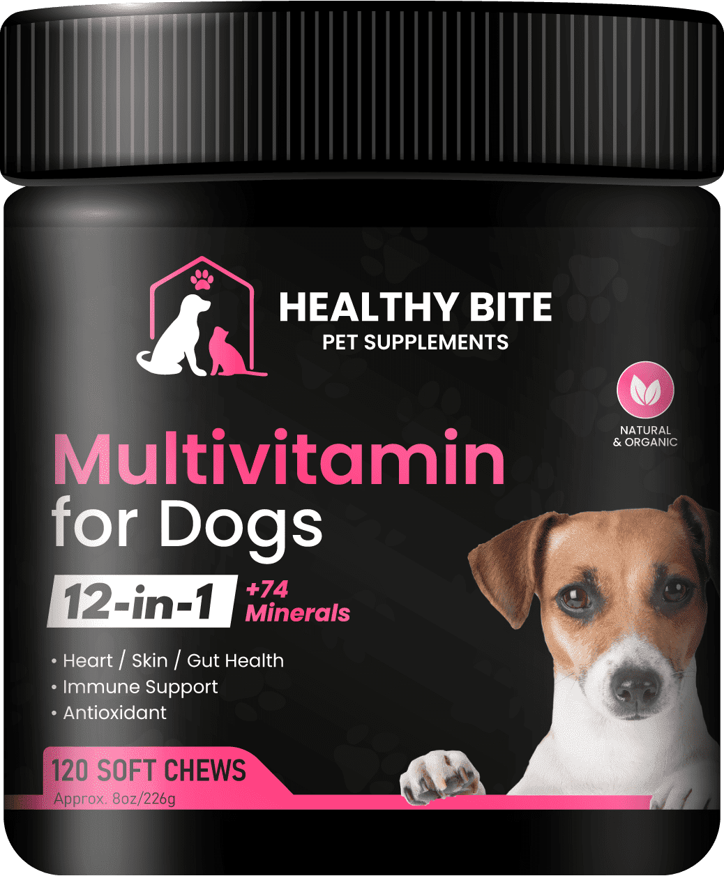 Healthy Bite 12 in 1 Multivitamin for Dogs - 120 Count Dog, Skin and ...