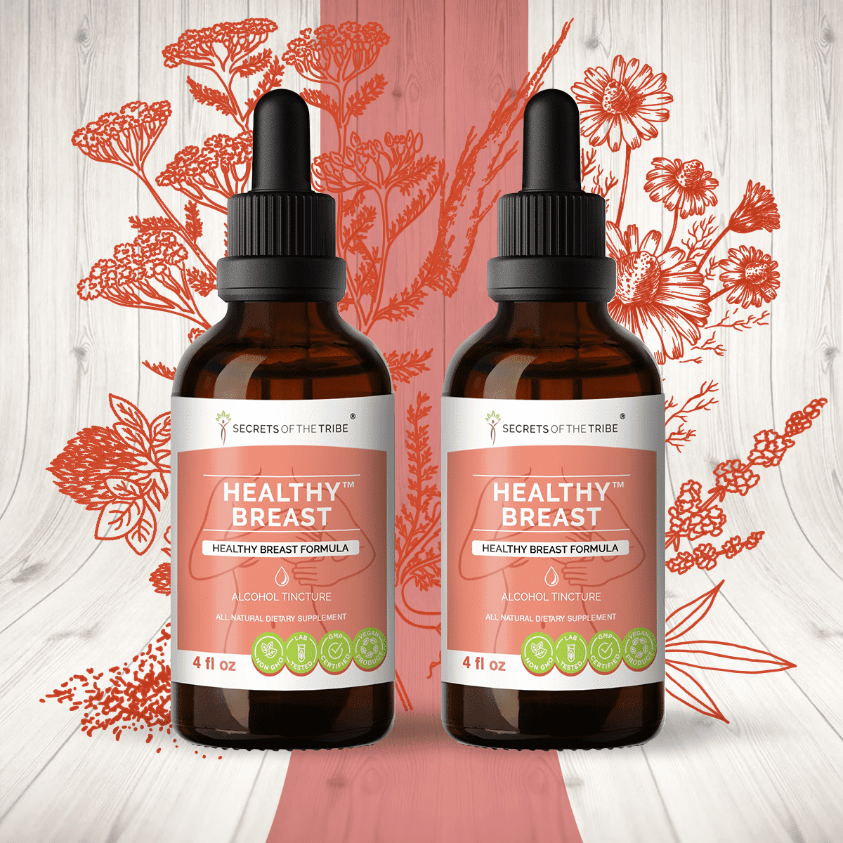 Healthy Breast Alcohol Extract, Tincture, Burdock, Vitex, Wild Yam, Red ...