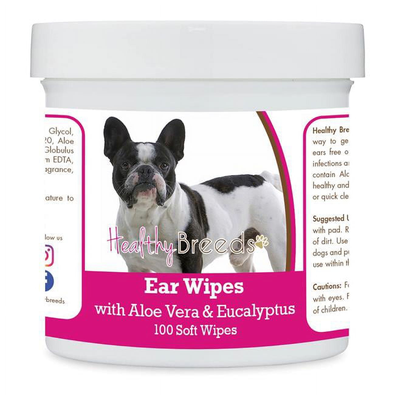 Healthy Breeds French Bulldog Ear Cleaning Wipes with Aloe & Eucalyptus ...