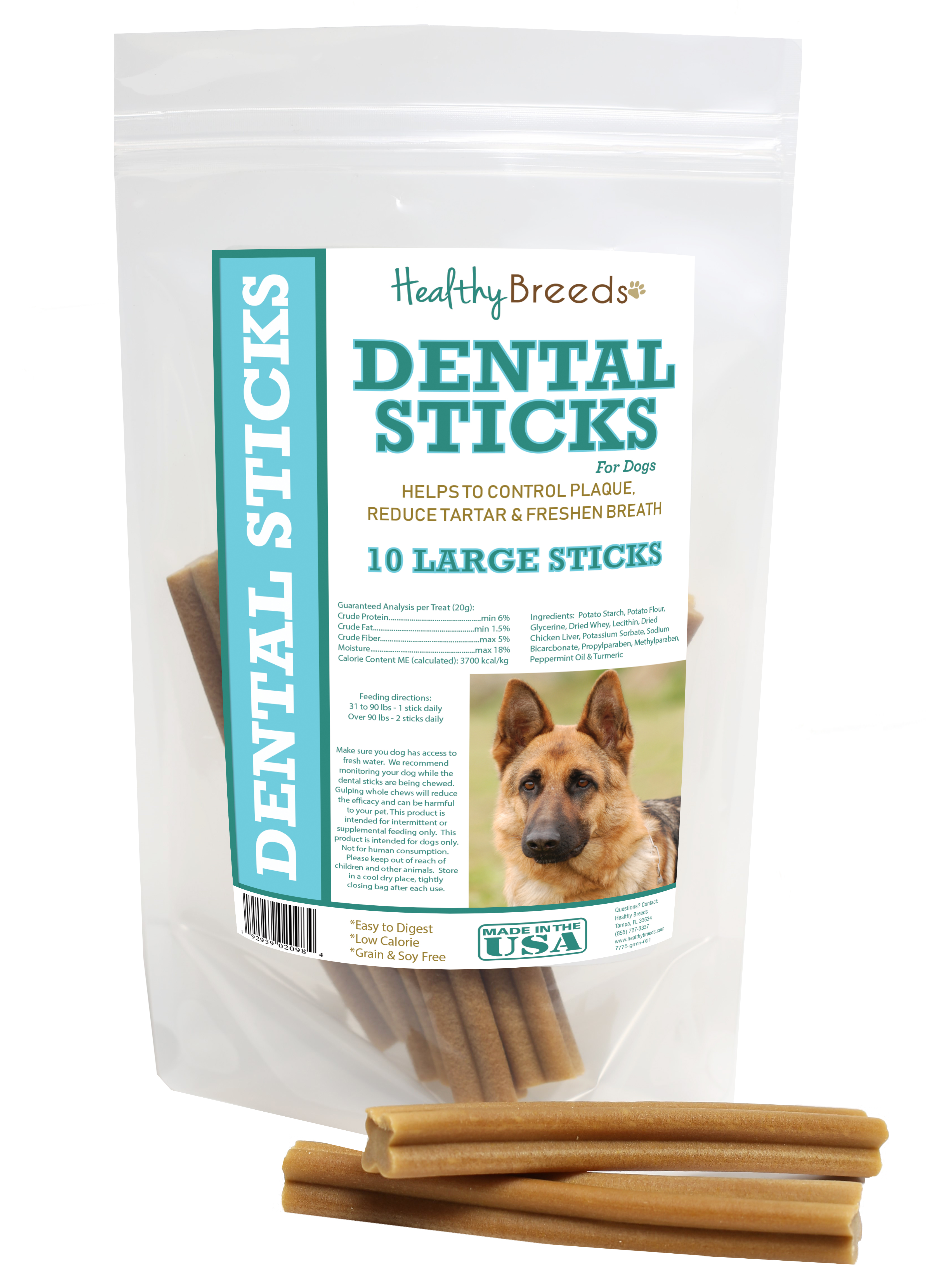 Healthy Breeds German Shepherd Dental Sticks Large 10 Count - Walmart.com