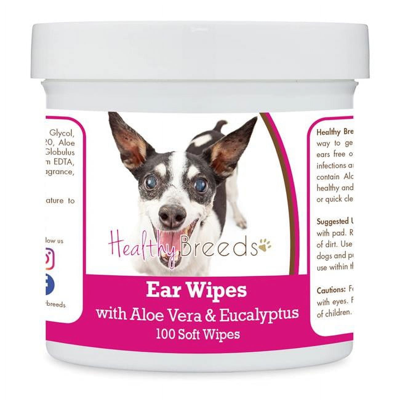 Healthy Breeds Rat Terrier Ear Cleaning Wipes with Aloe & Eucalyptus ...