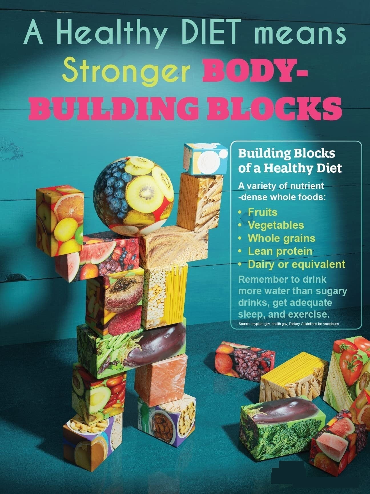 Healthy Diet Makes Stronger Body Building Blocks Poster - Walmart.com