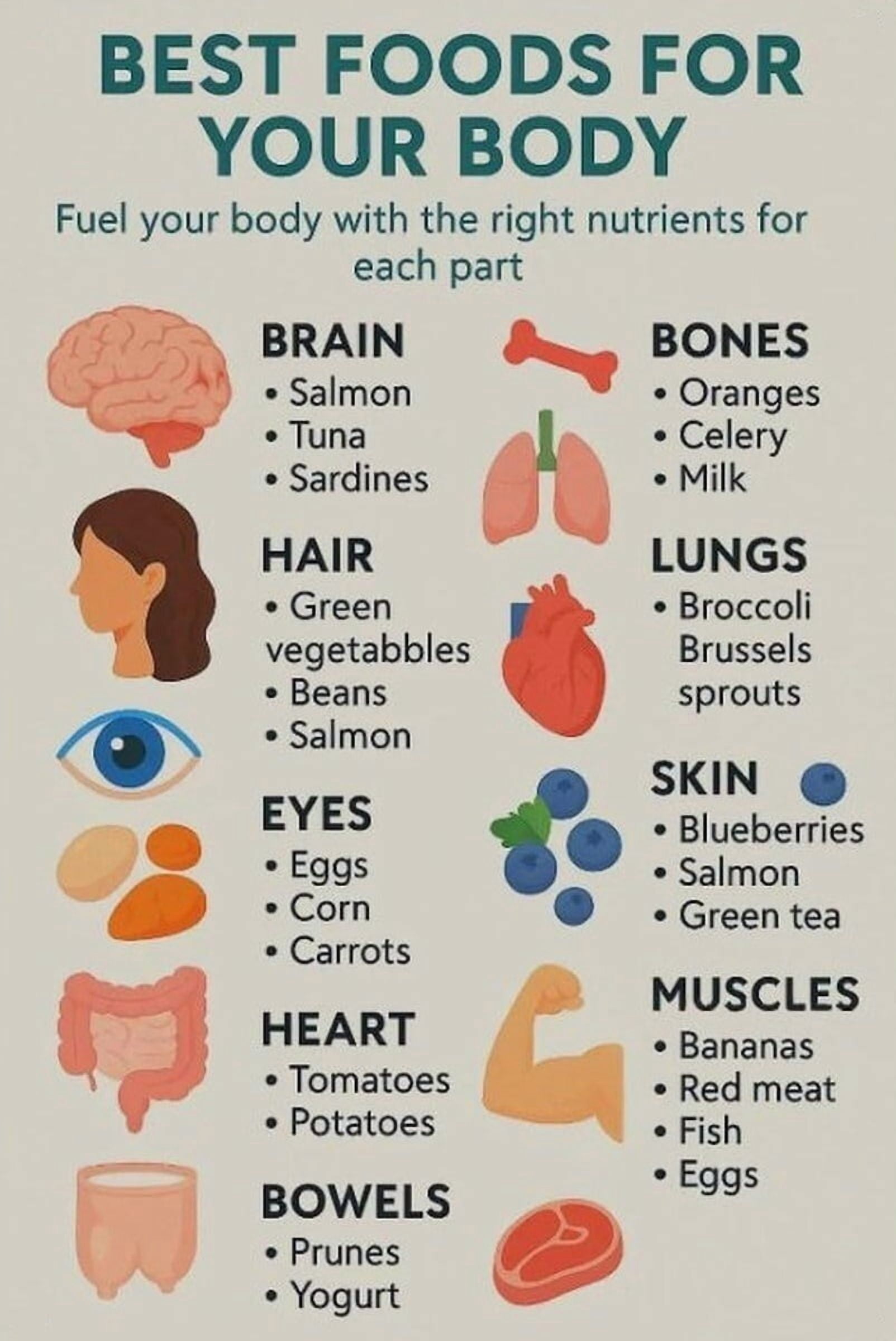 Healthy Eating Guide Best Foods For Your Body Poster Suitable For Home ...