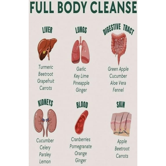 Healthy Eating Guide Foods For Full Body Cleanse Poster Suitable For ...