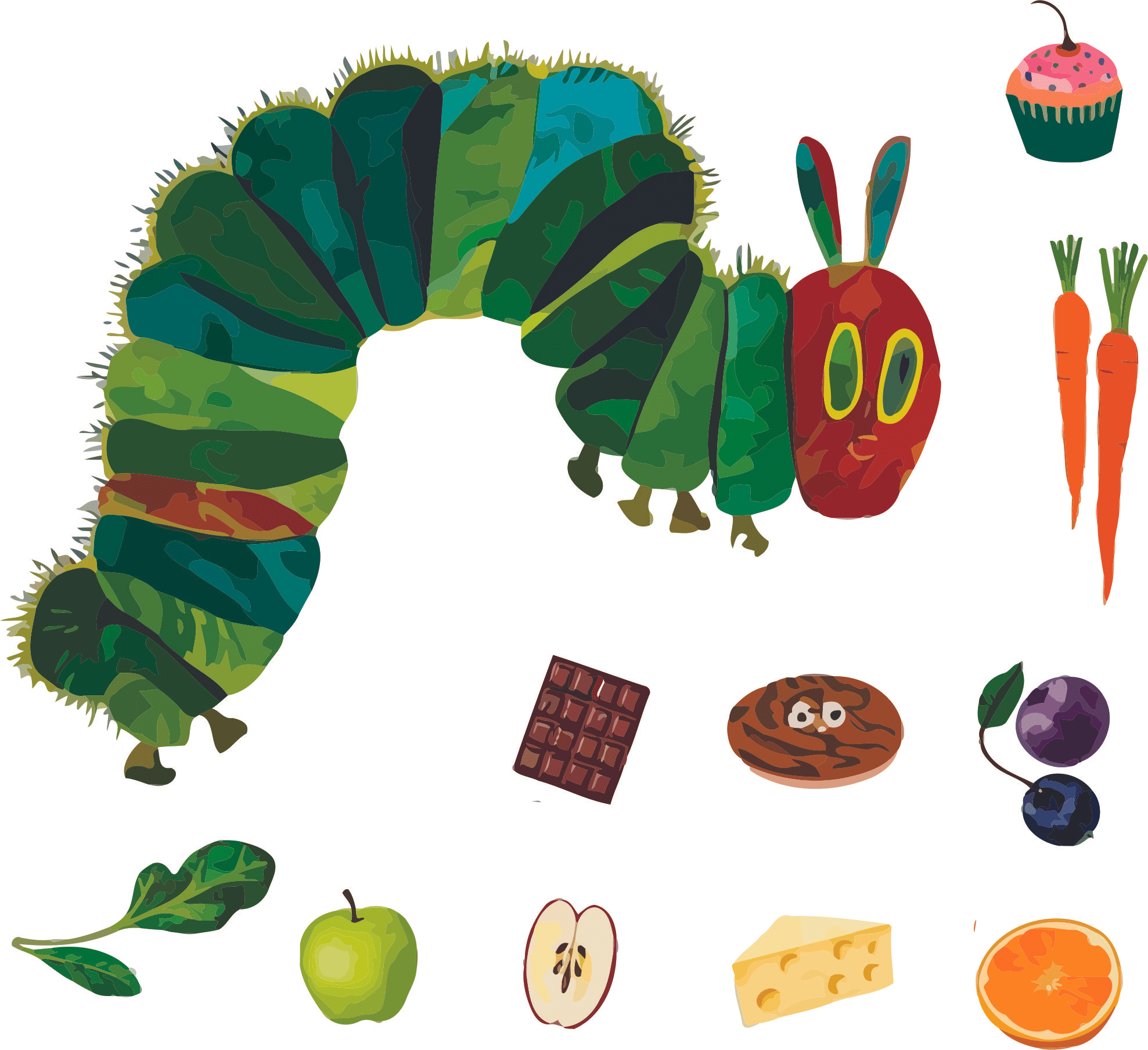 Healthy Food Cartoon Wall Decal Decoration Cute Hungry Caterpillar ...
