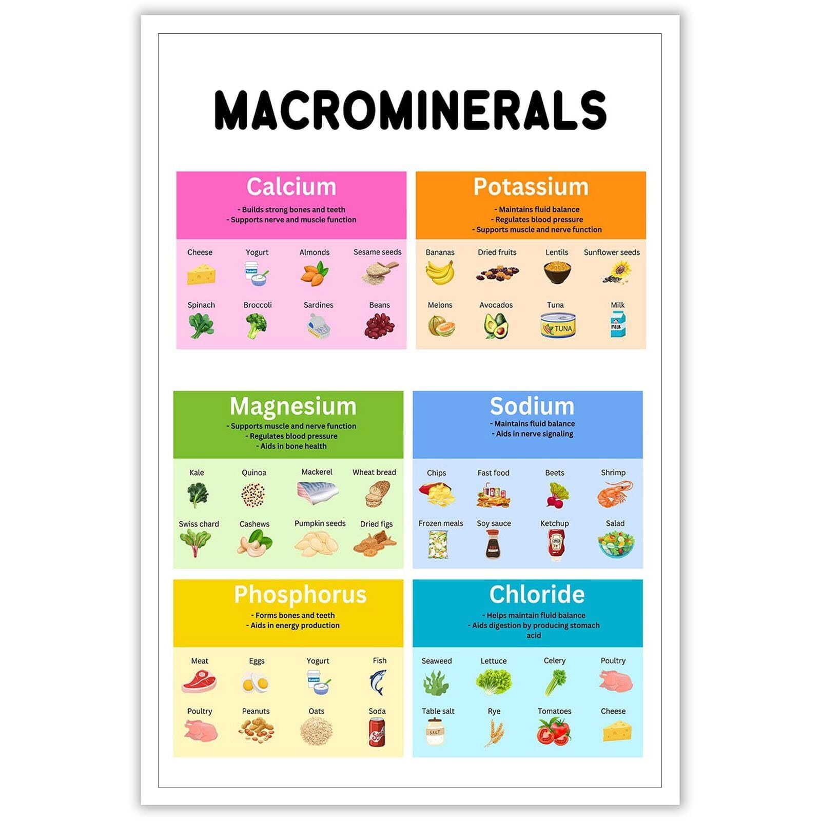 Healthy Food Nutrition Infographic Poster Vitamins And Minerals Canvas ...