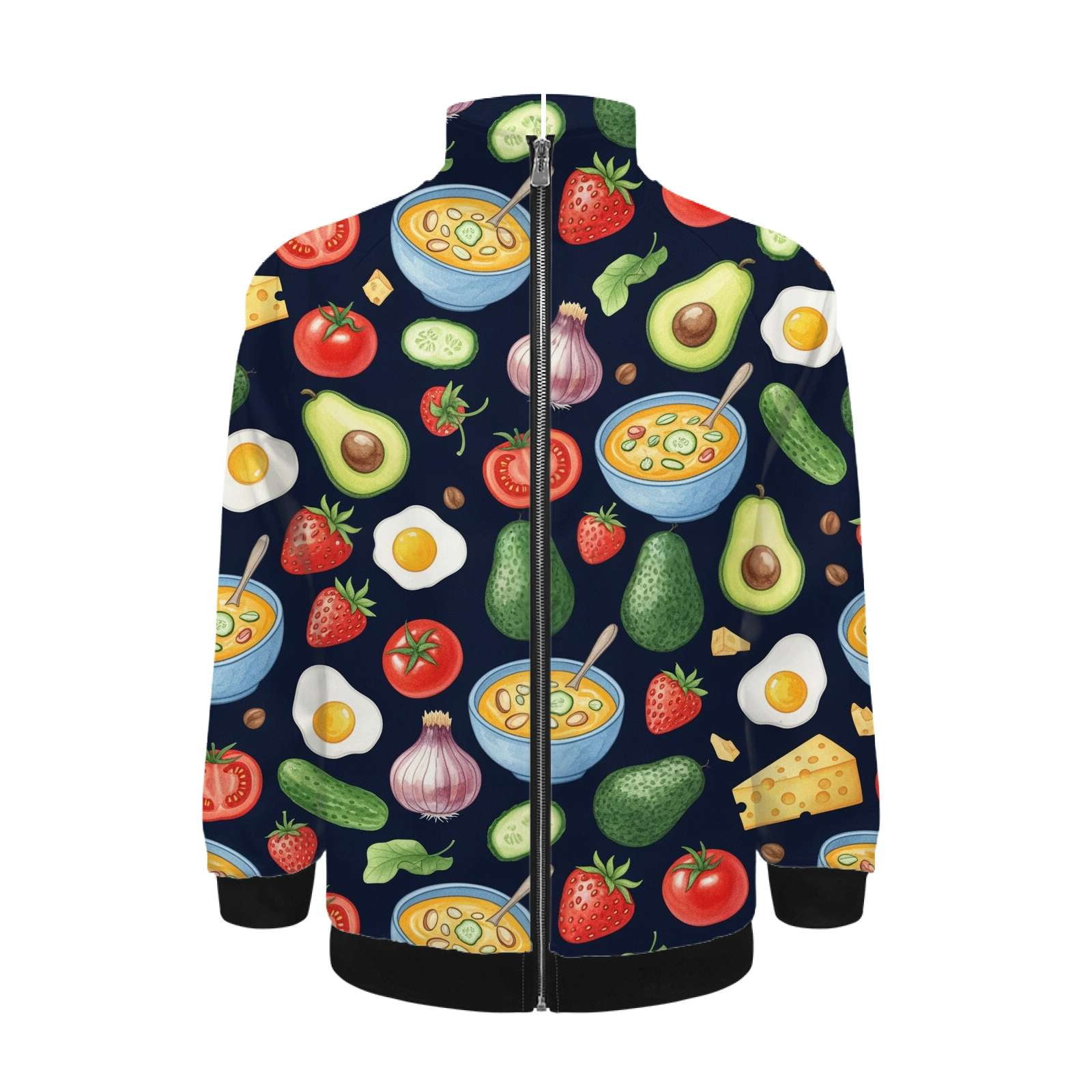 Healthy Food Pattern Design Jacket Men's Street Cool Long Sleeves Coat ...