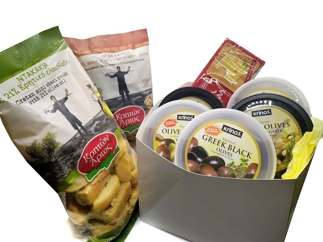 Healthy Greek Gourmet Gift Basket with Greek Black Olives, Stuffed ...