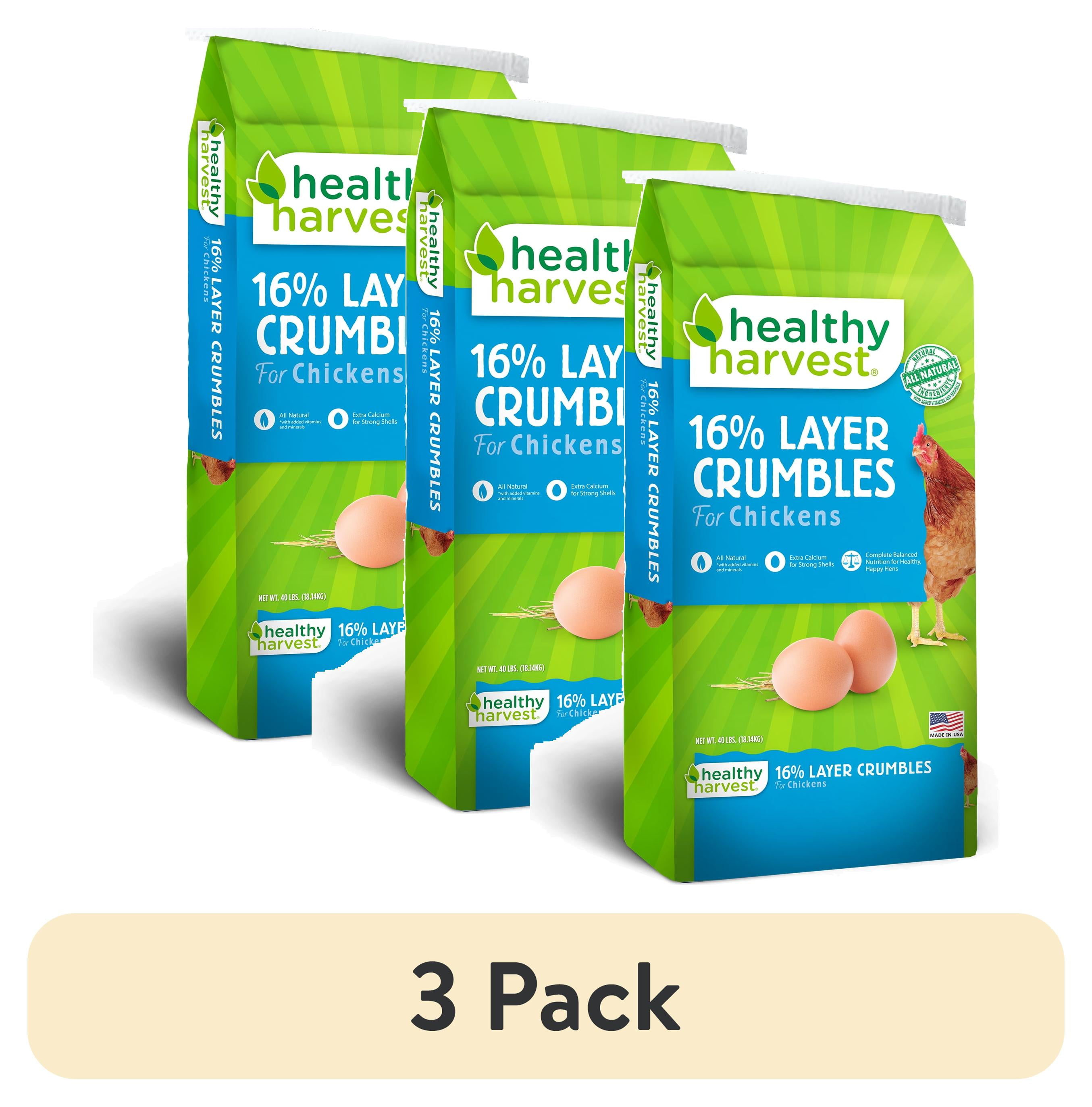 (3 pack) Healthy Harvest 16% Layer Crumbles Feed for Egg Laying ...