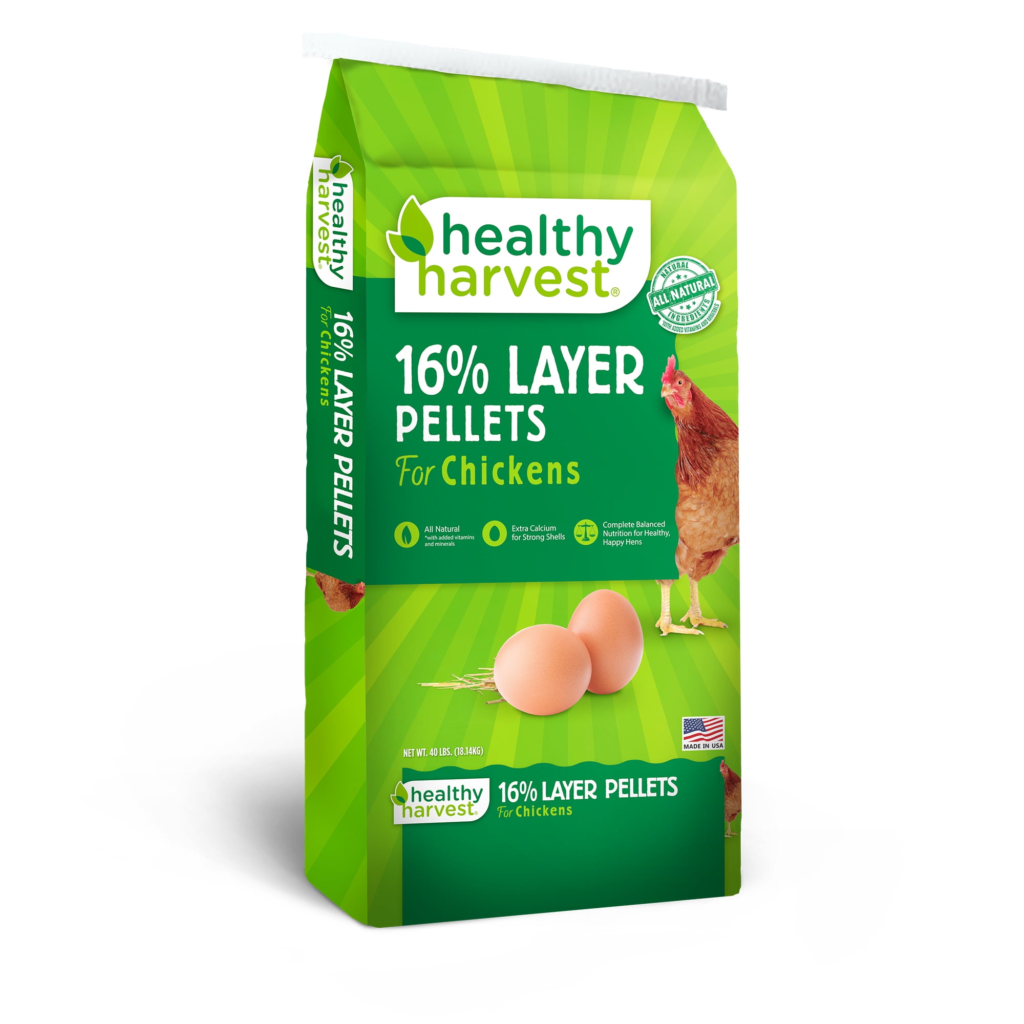 Healthy Harvest 16% Layer Pellets Feed for Egg Laying Chickens, 40 lb ...