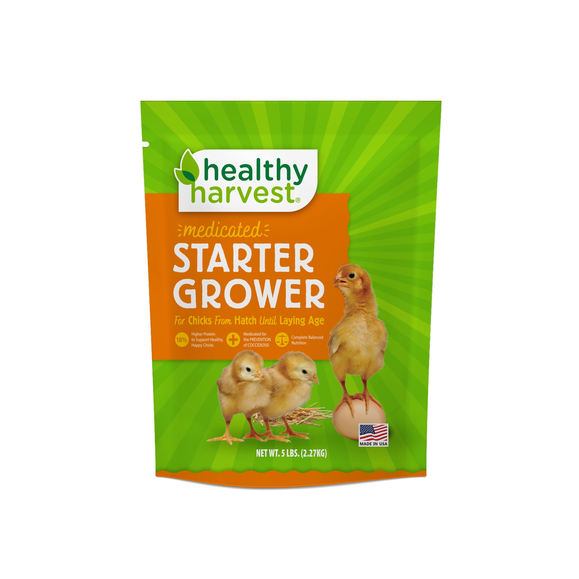 Healthy Harvest Medicated Starter Crumble Feed for Baby Chicks 5 lb Bag ...
