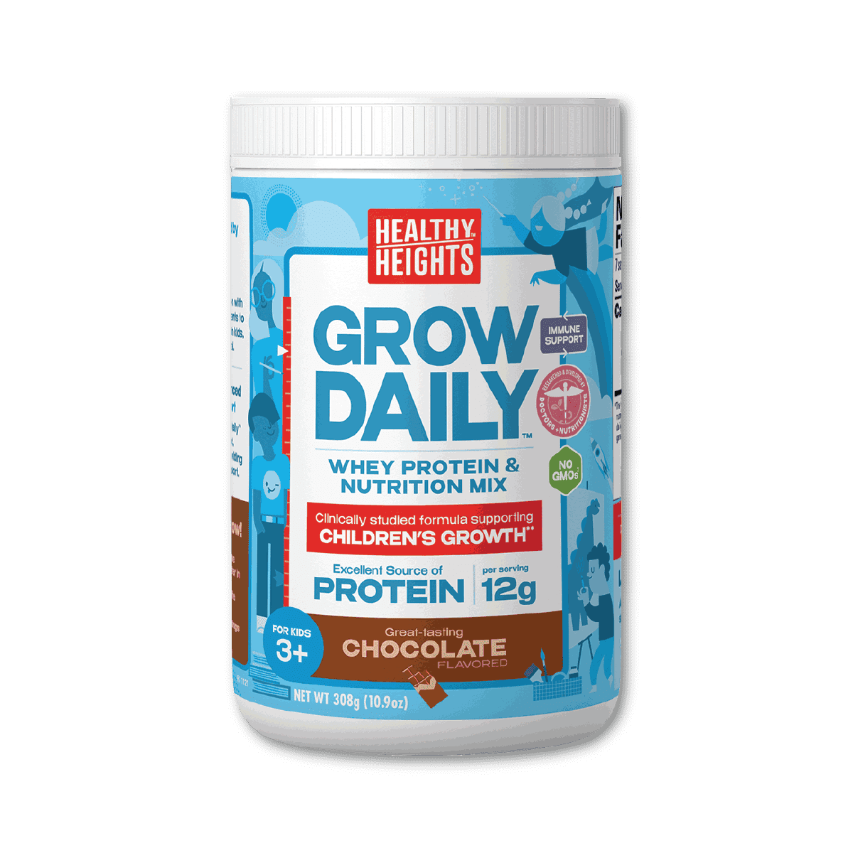 Healthy Heights Grow Daily 3+ Pediatric Shake Mix Powder, Chocolate ...