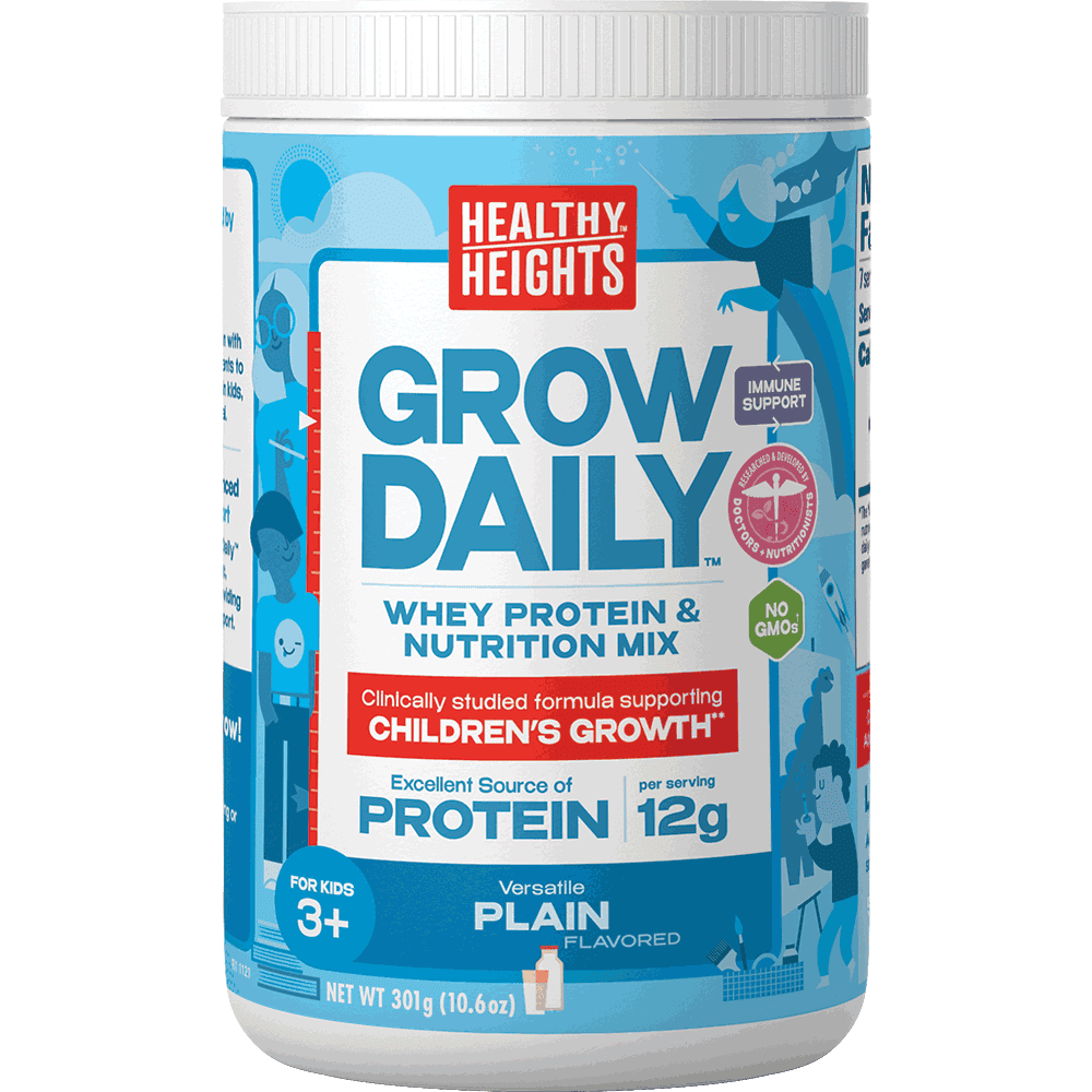 Healthy Heights Grow Daily 3+ Pediatric Shake Mix Powder, Plain, 12g Protein, 10.6oz - Walmart.com