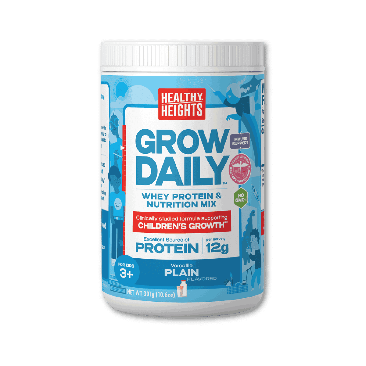 Healthy Heights Grow Daily 3+ Pediatric Shake Mix Powder, Plain, 12g ...