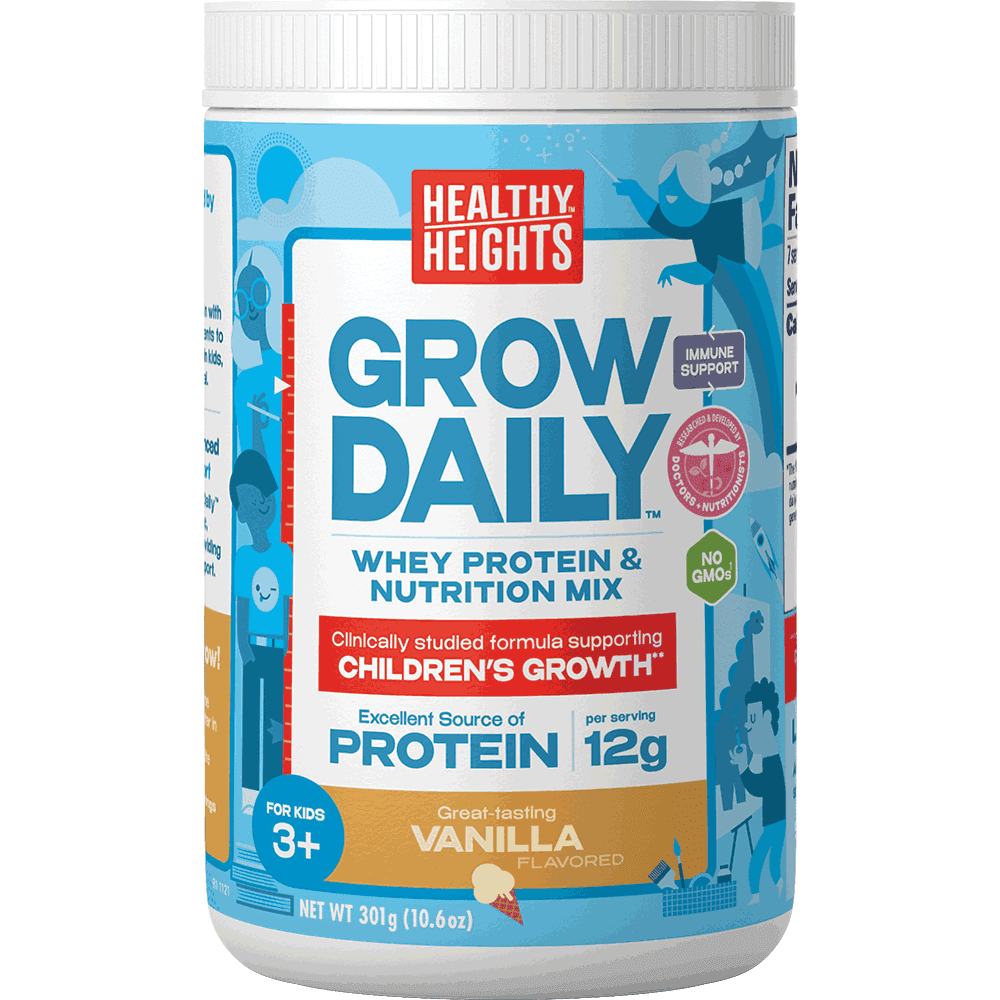 Healthy Heights Grow Daily 3+ Pediatric Shake Mix Powder, Vanilla, 12g ...