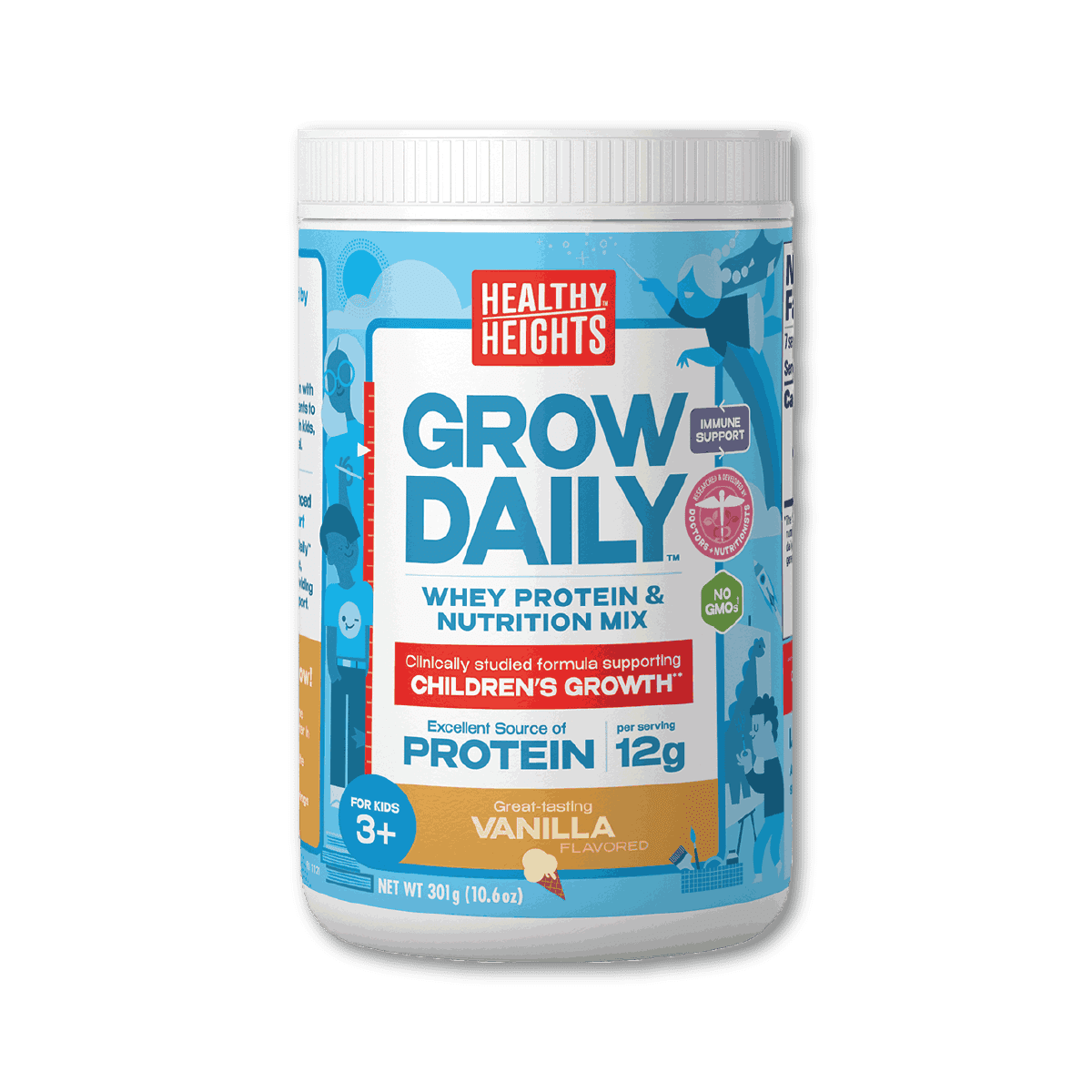 Healthy Heights Grow Daily 3+ Pediatric Shake Mix Powder, Vanilla, 12g ...