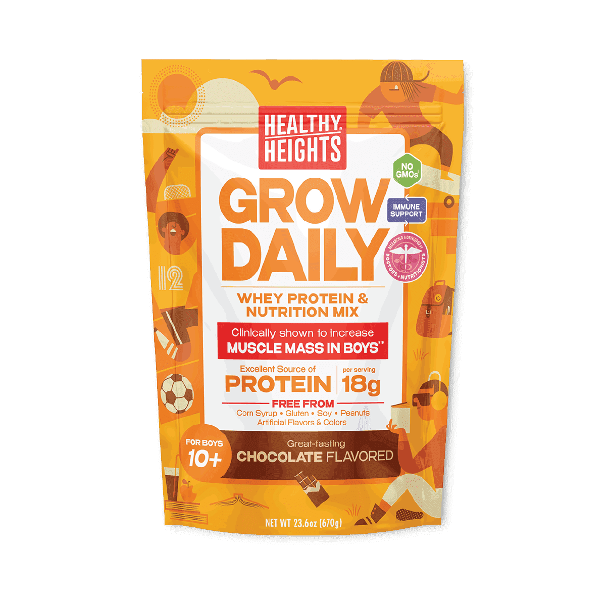 Healthy Heights Grow Daily Boys 10+ Shake Mix Powder, Chocolate, 18g ...