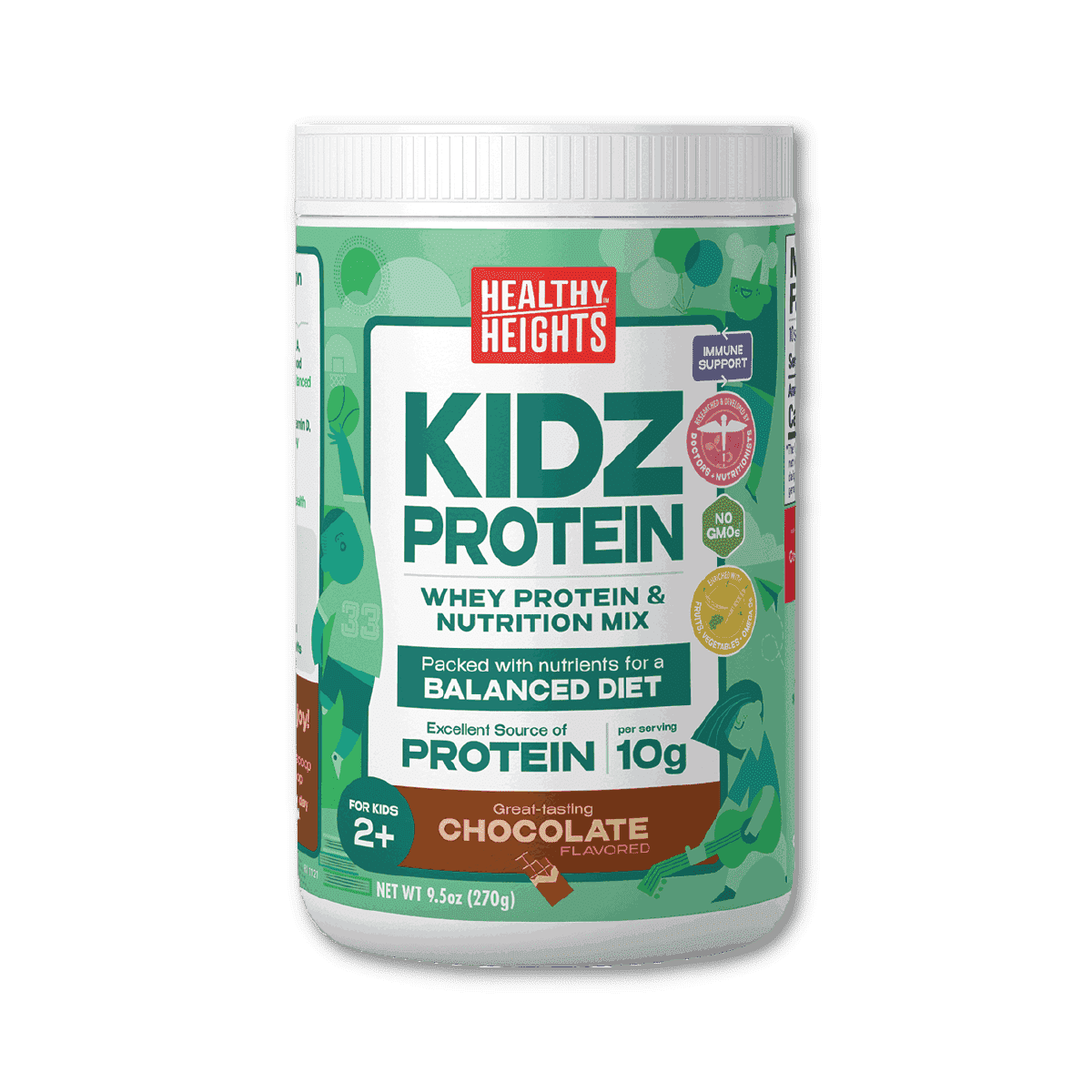 Healthy Heights KidzProtein, Shake Mix Powder, Chocolate, 10g Protein ...