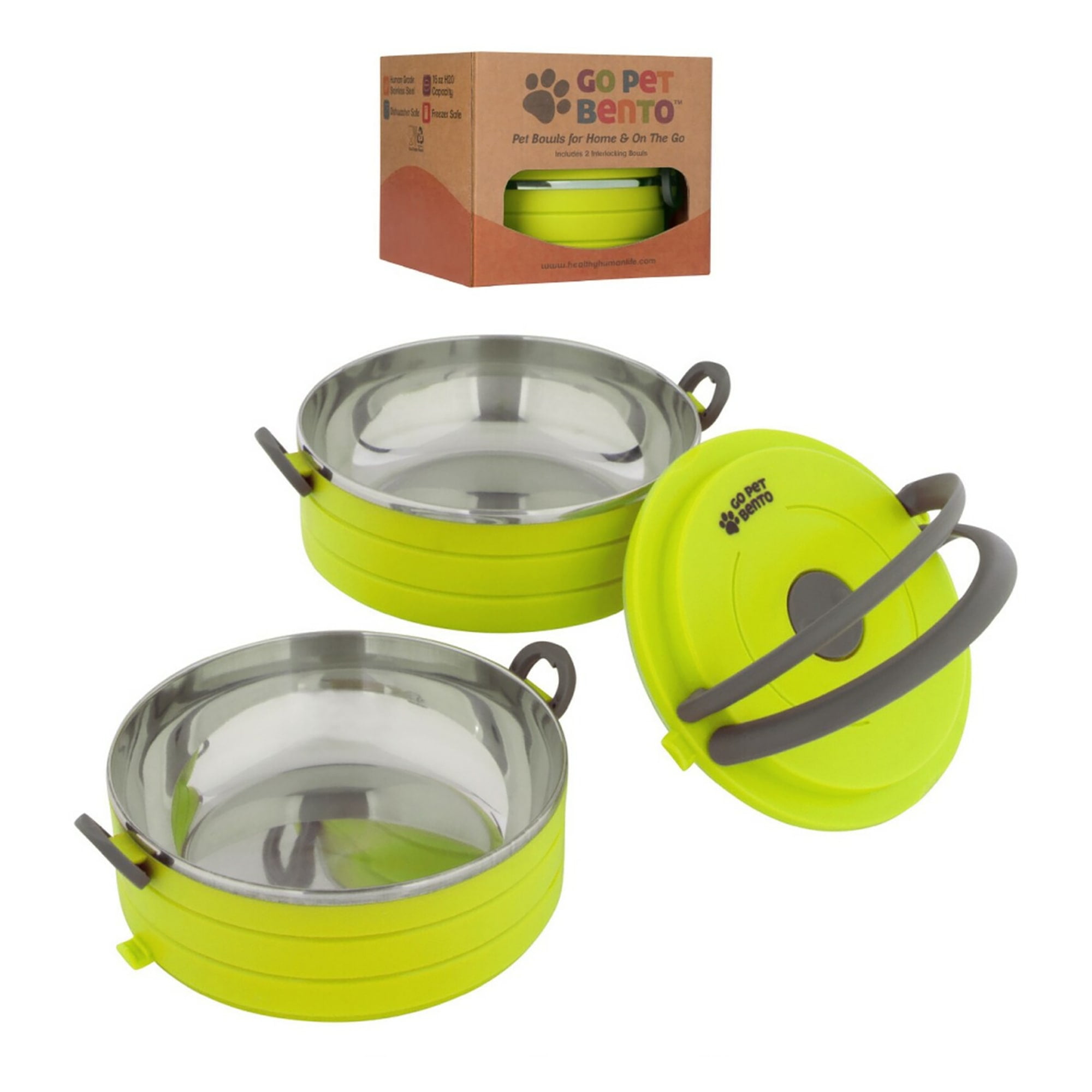Healthy Human Travel Dog Bowls| Stainless Steel Go Pet Bento Bowl ...